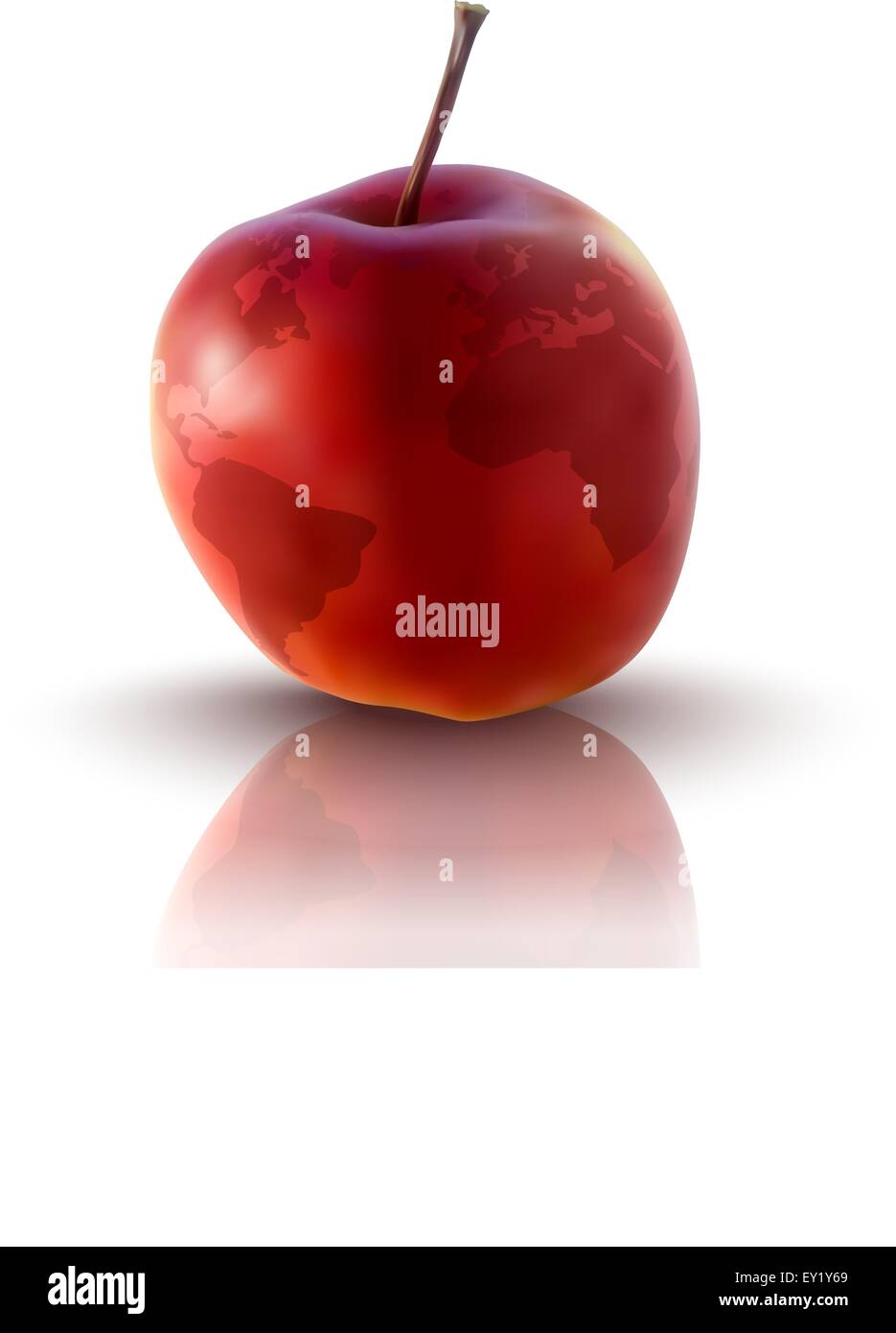 illustration of red apple with planet earth - vector illustration Stock ...