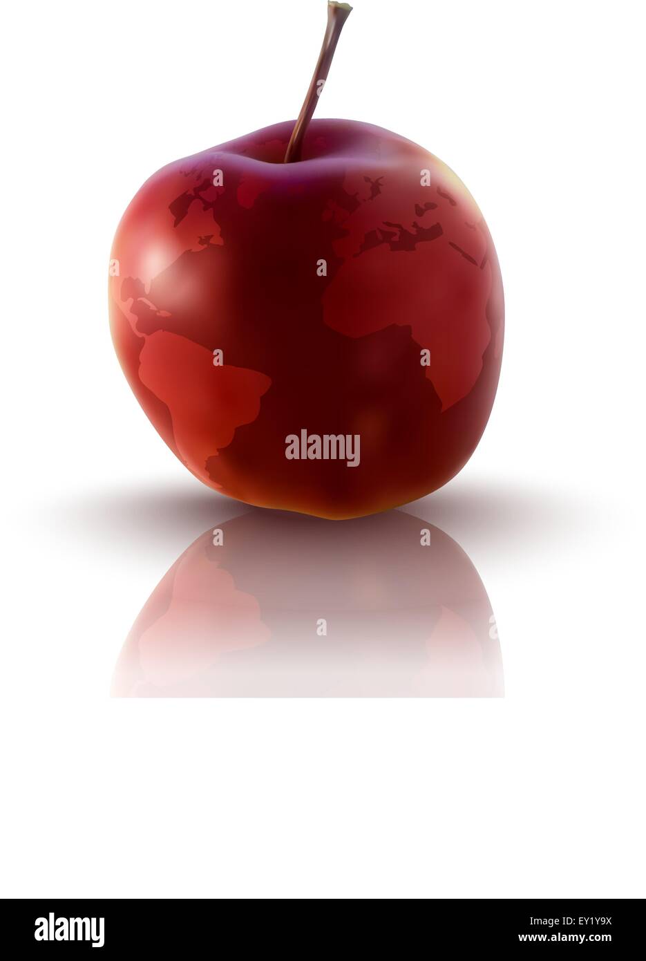 illustration of red apple with planet earth - vector illustration Stock ...