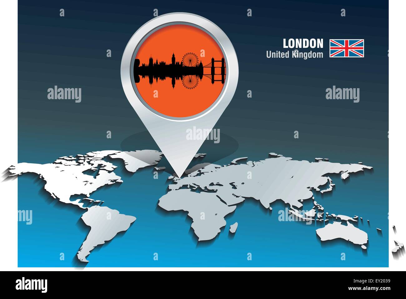 Map pin with London skyline - vector illustration Stock Vector Image ...