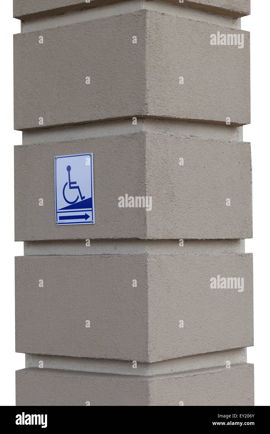 sign on a wall ramp for disabled people Stock Photo - Alamy