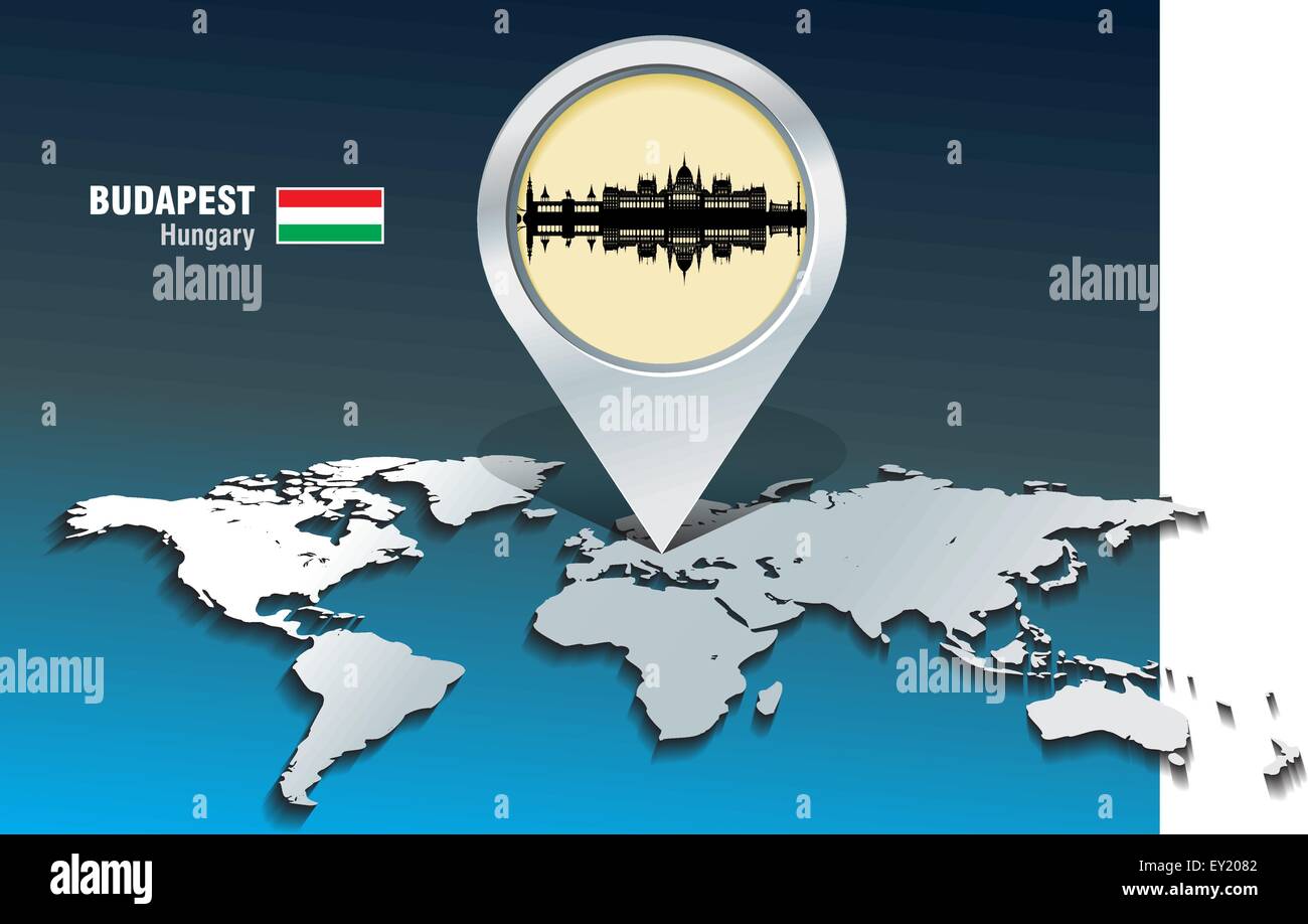 Map pin with Budapest skyline - vector illustration Stock Vector Image ...