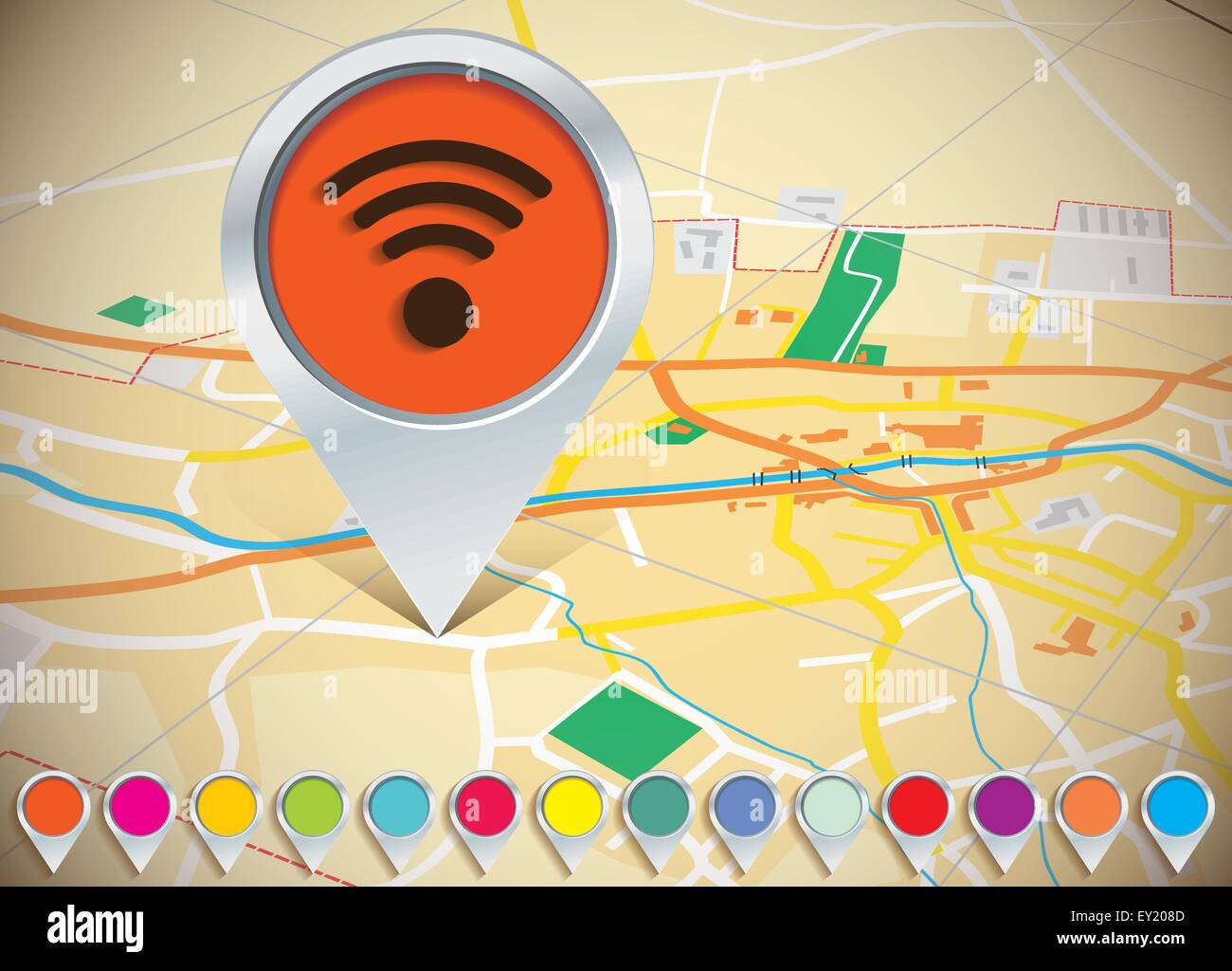 Red pins map Stock Vector Images - Alamy