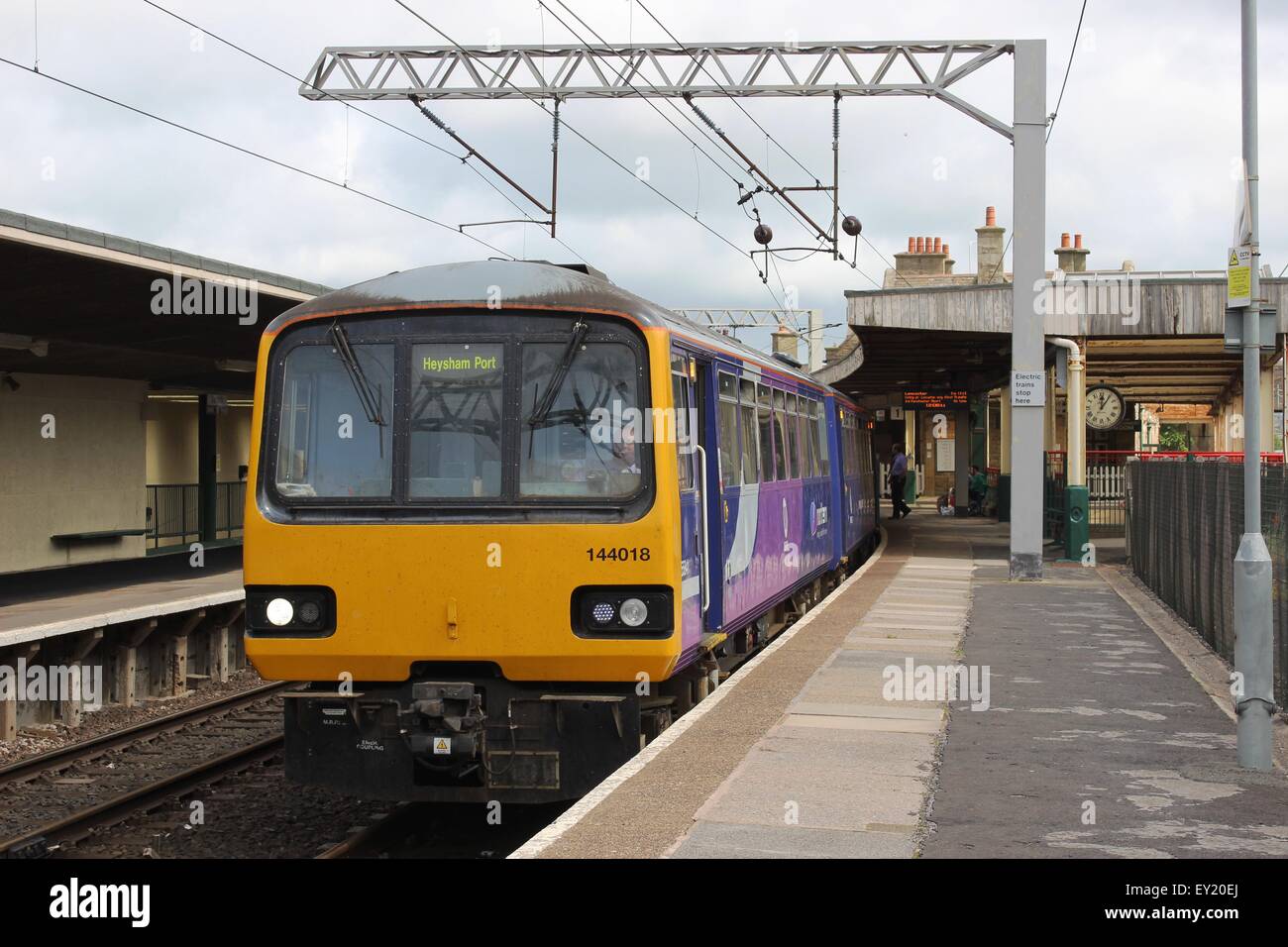 Class 144 Pacer diesel multiple unit train at platform 1 at Carnforth ...