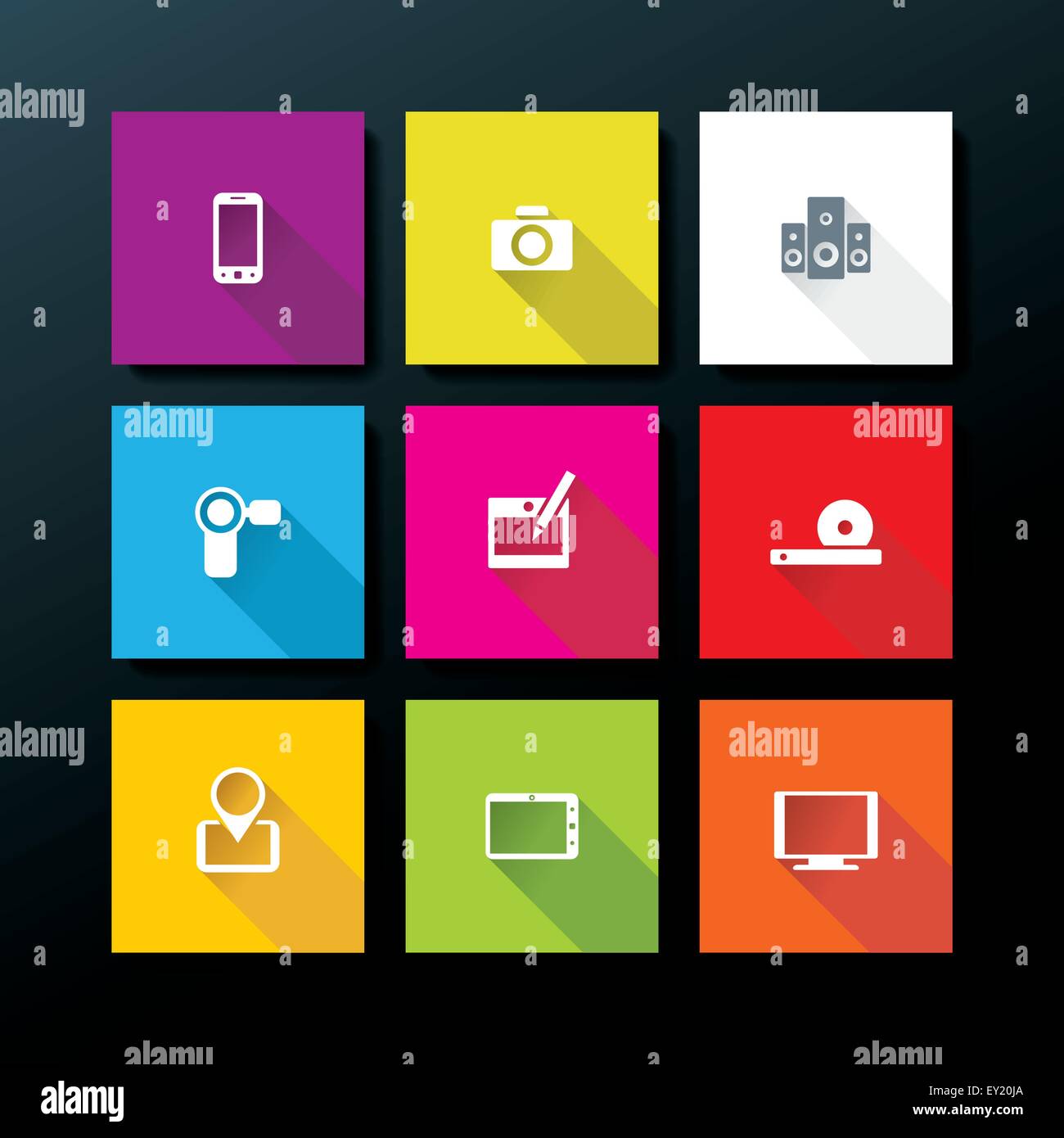 Flat media icon set - vector illustration Stock Vector Image & Art - Alamy