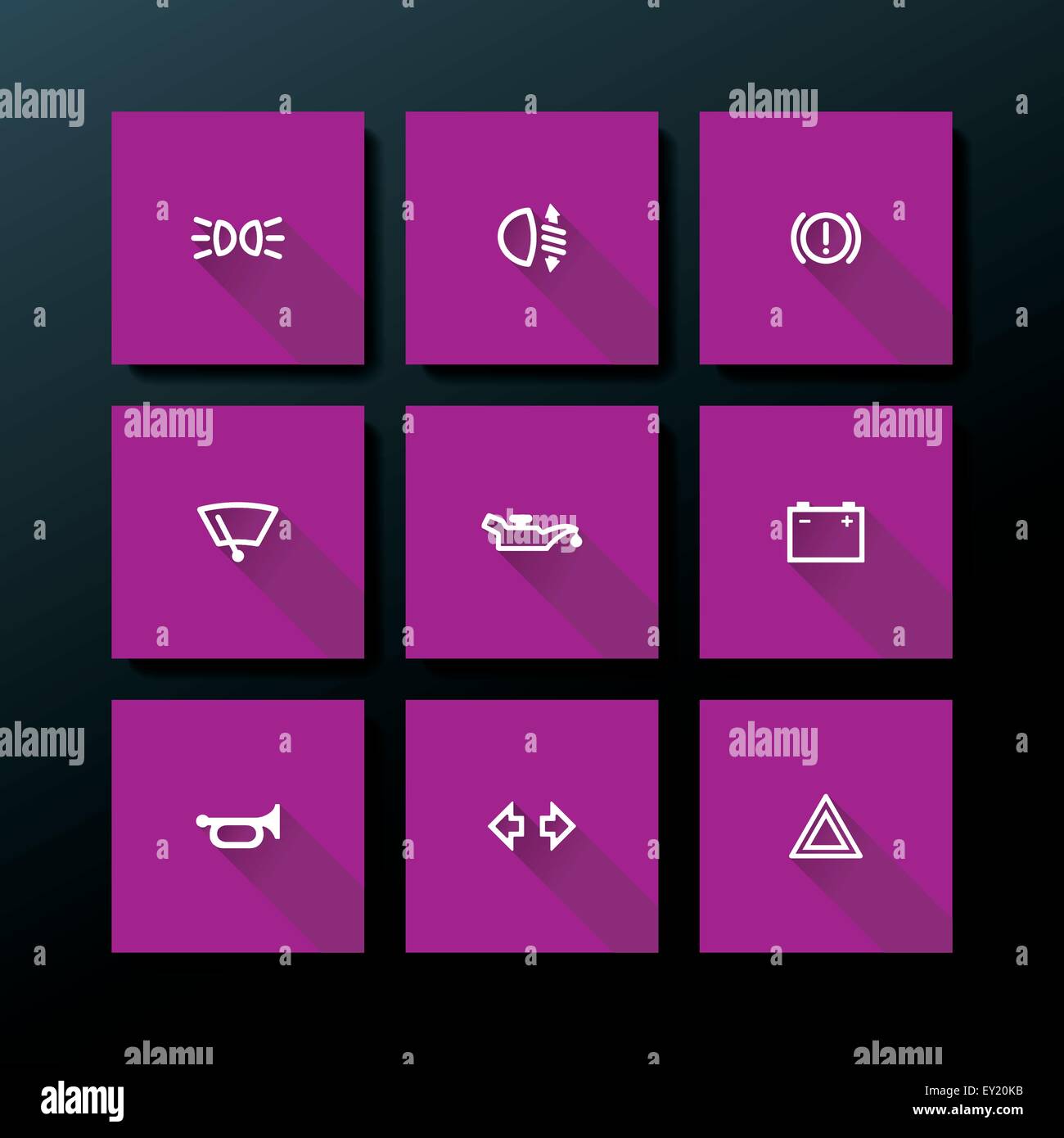 Flat car dashboard icon set - vector illustration Stock Vector Image ...