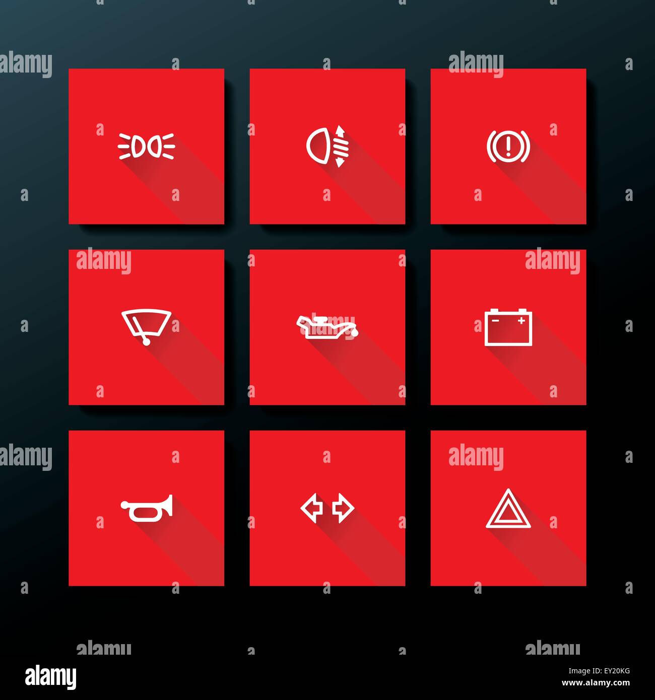 Flat car dashboard icon set - vector illustration Stock Vector Image ...