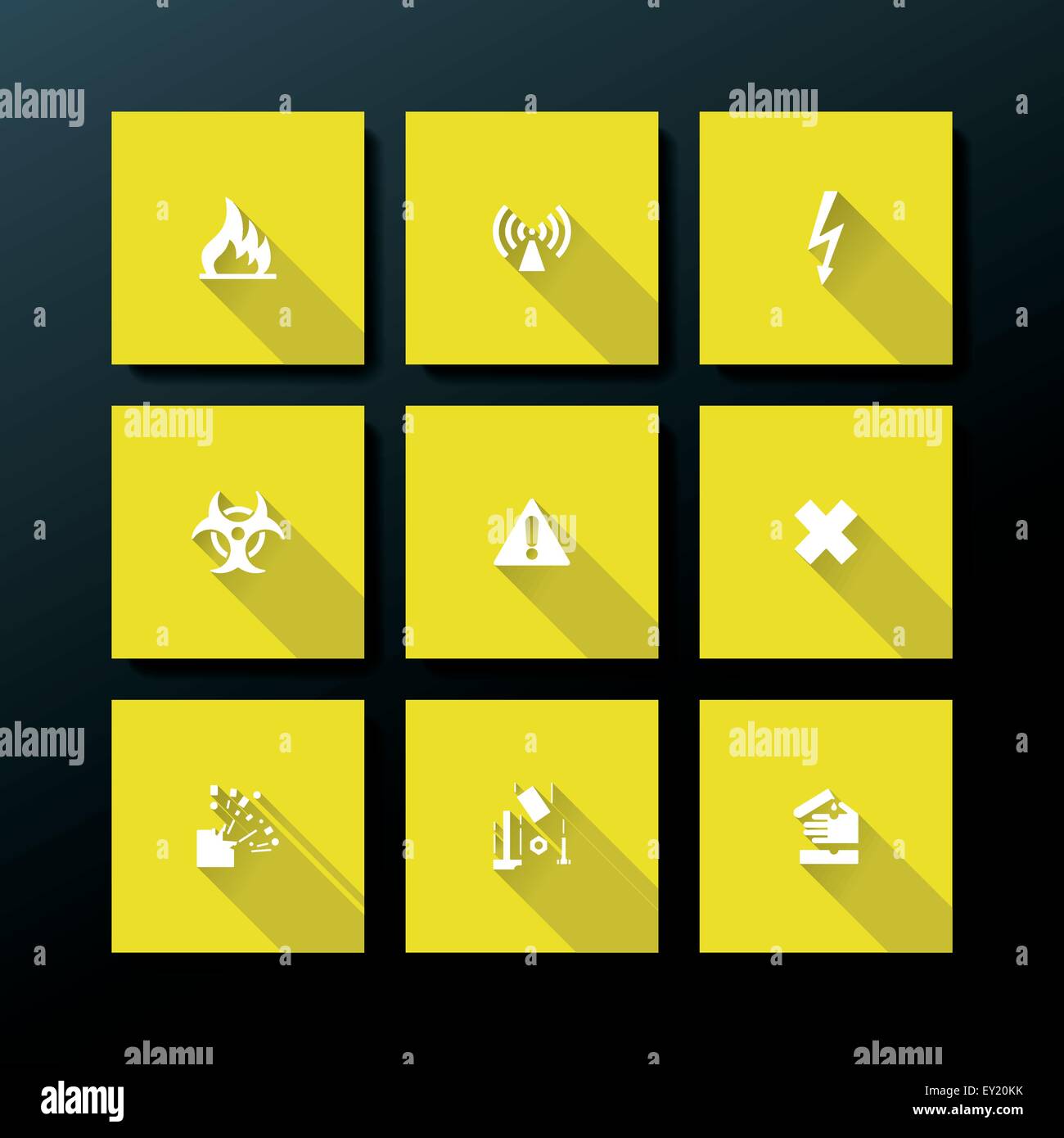 Flat warning icon set - vector illustration Stock Vector Image & Art ...