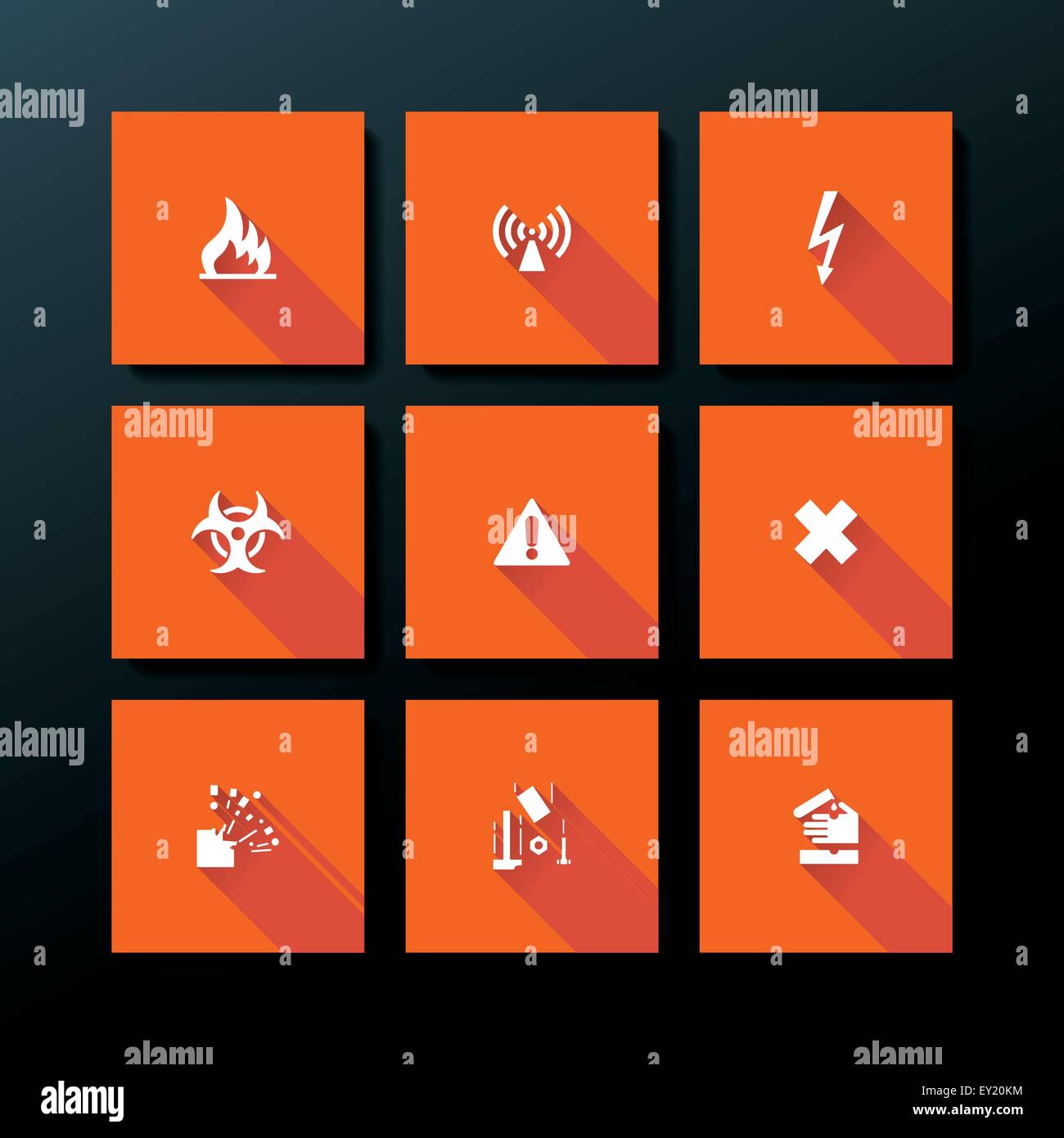 Flat warning icon set - vector illustration Stock Vector Image & Art ...