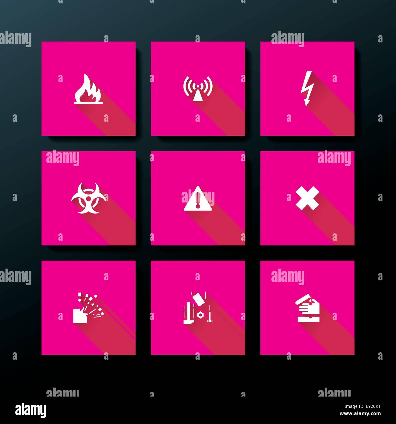 Flat warning icon set - vector illustration Stock Vector Image & Art ...