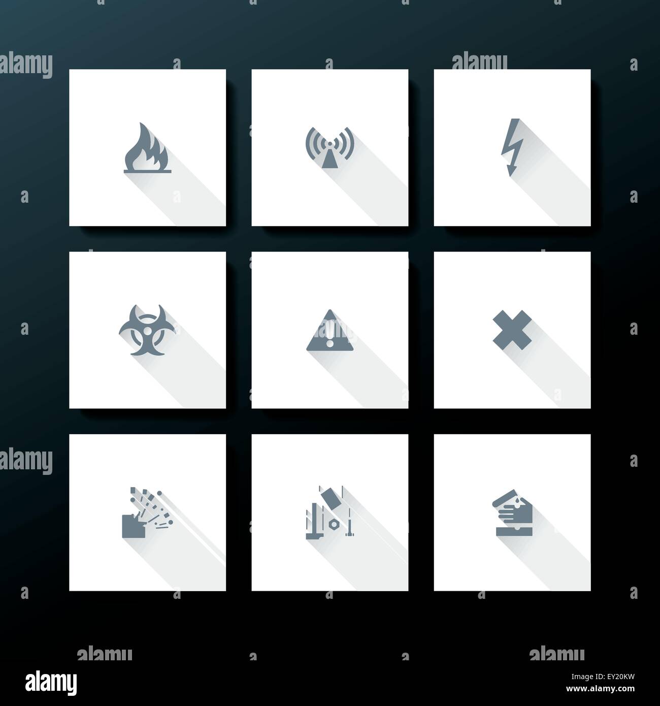 Flat warning icon set - vector illustration Stock Vector Image & Art ...