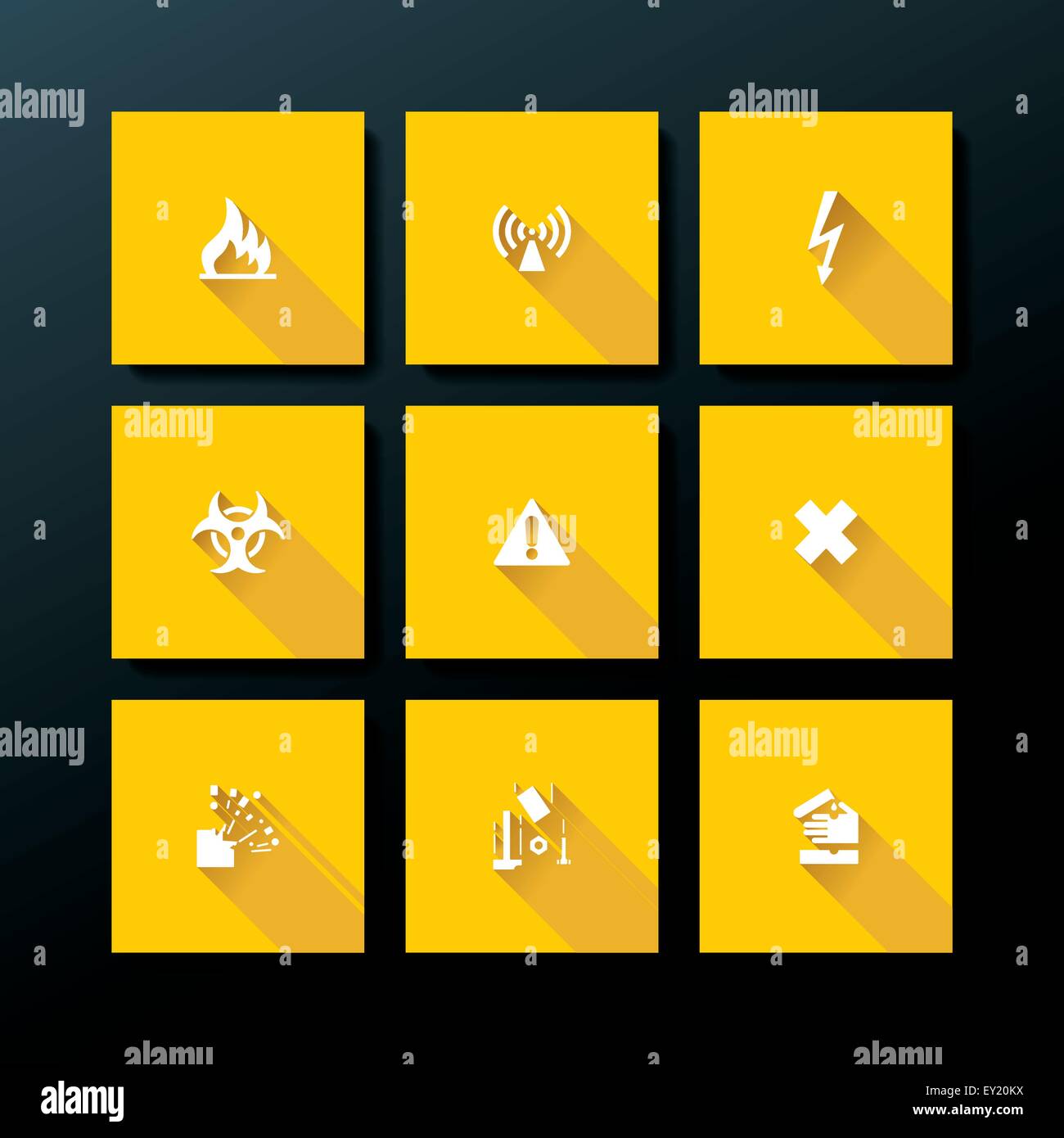 Flat warning icon set - vector illustration Stock Vector Image & Art ...