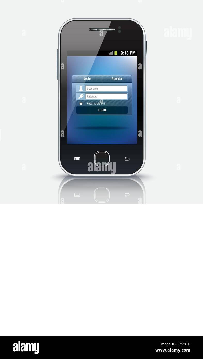 Mobile phone with login screen, eps 10 - vector illustration Stock ...
