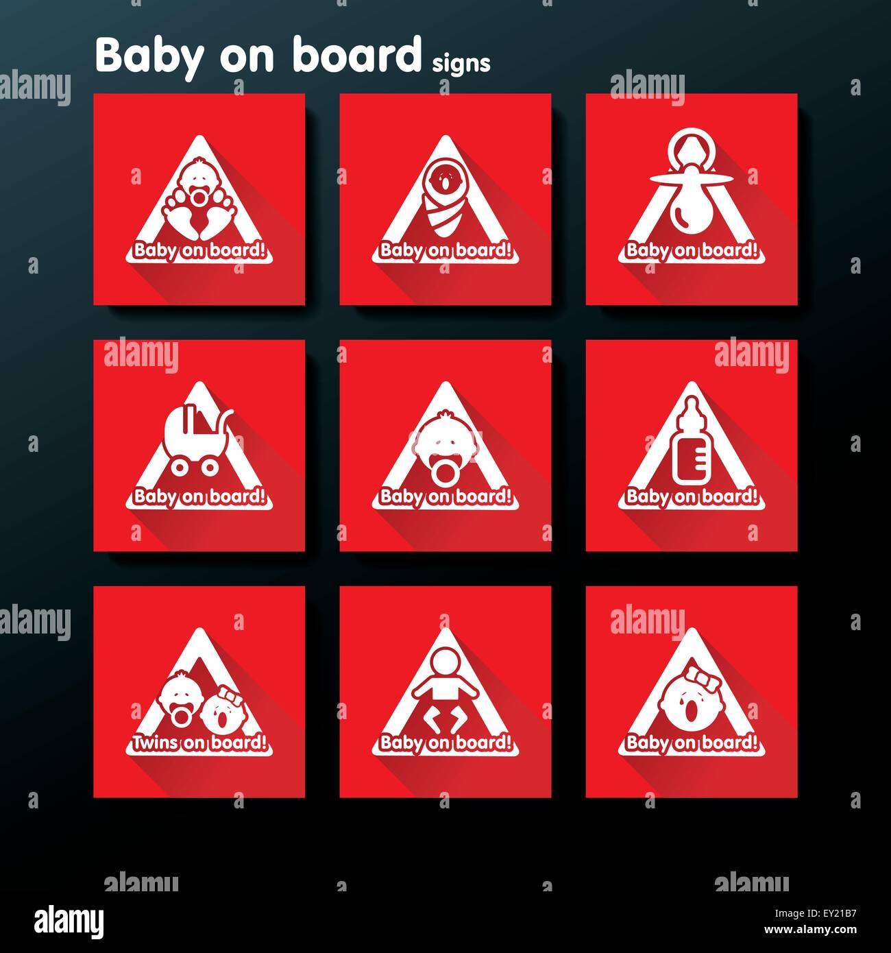 Flat baby on board sign set - vector illustration Stock Vector Image ...