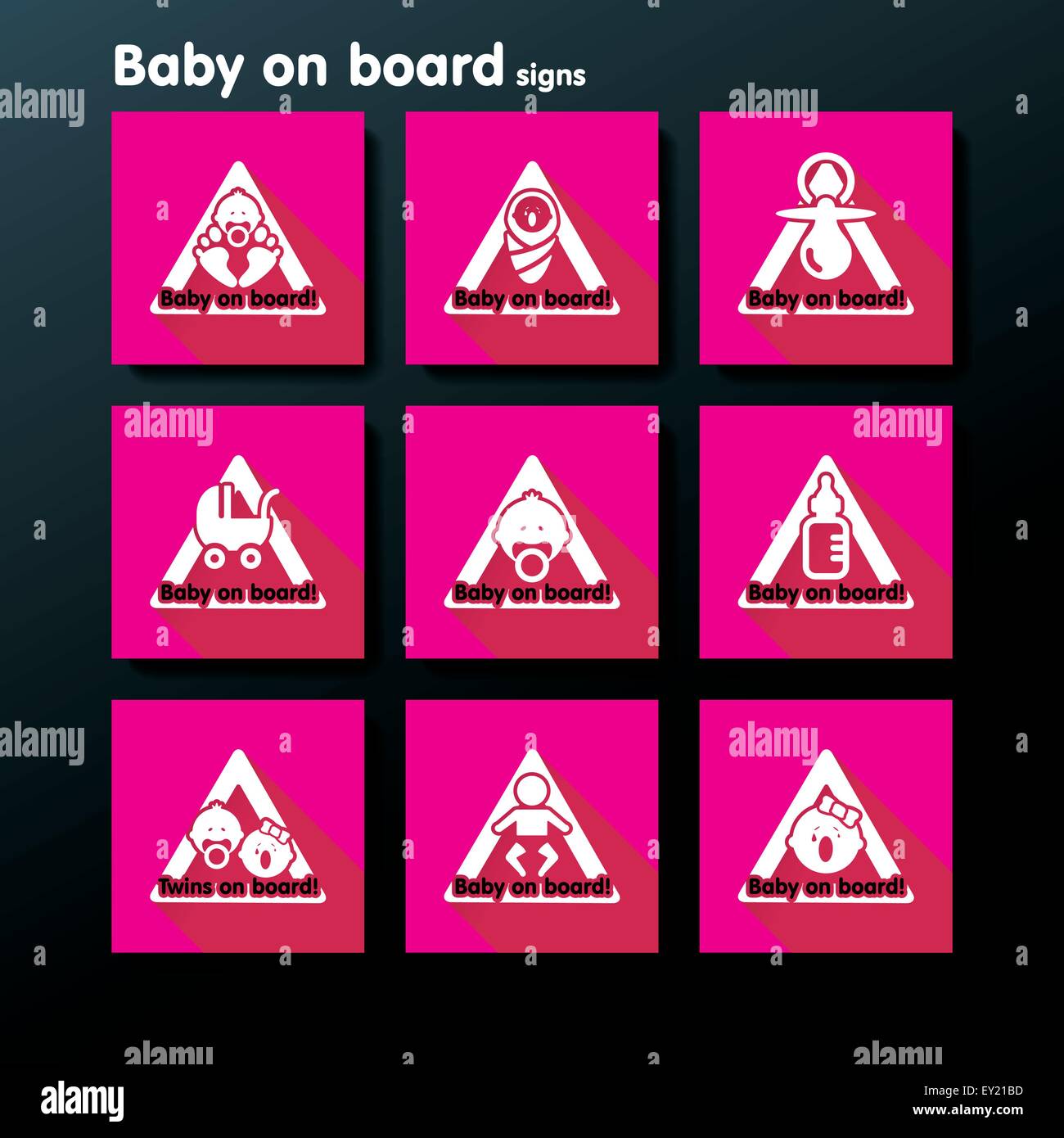 Flat baby on board sign set - vector illustration Stock Vector Image ...