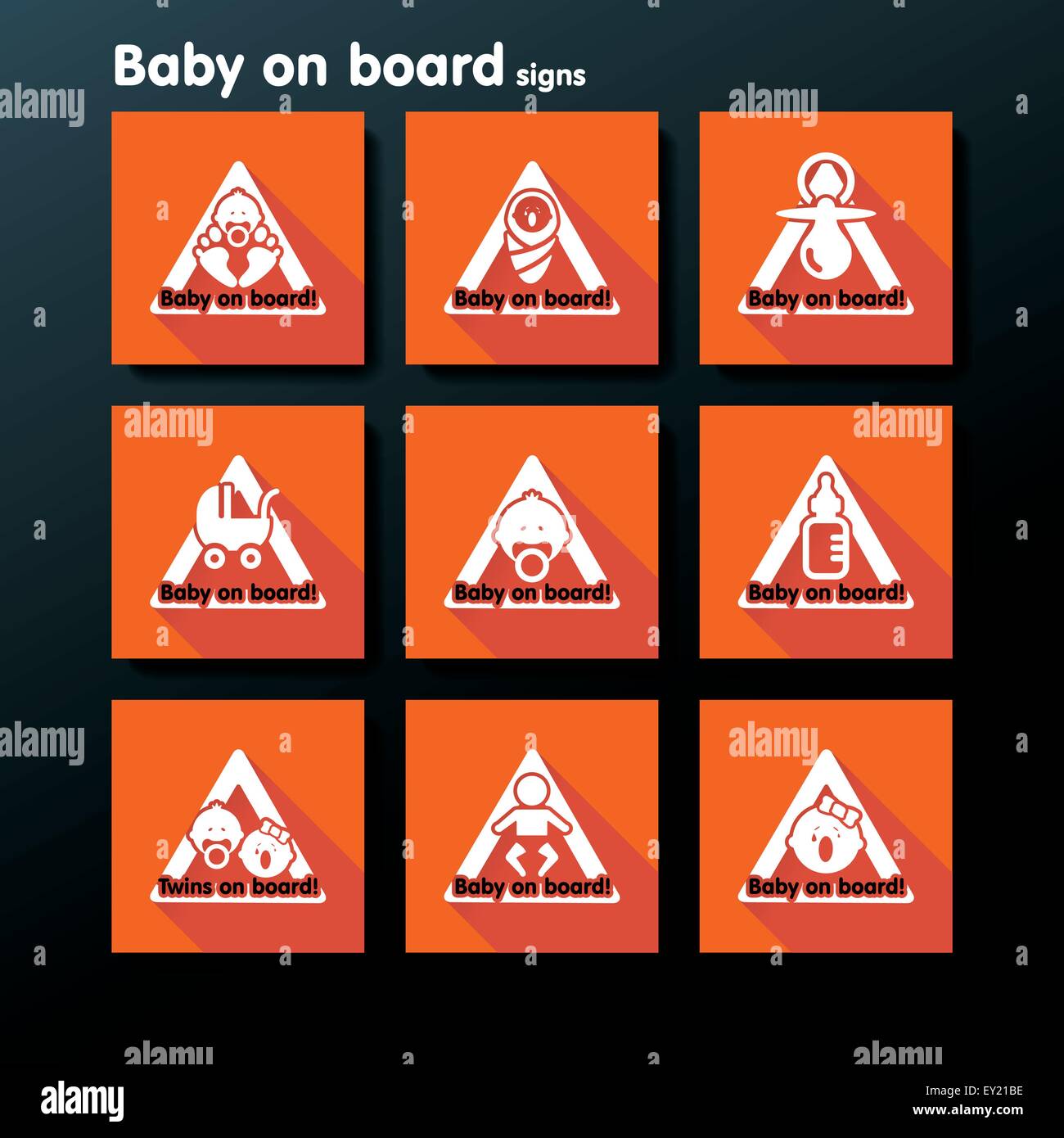Flat baby on board sign set - vector illustration Stock Vector Image ...