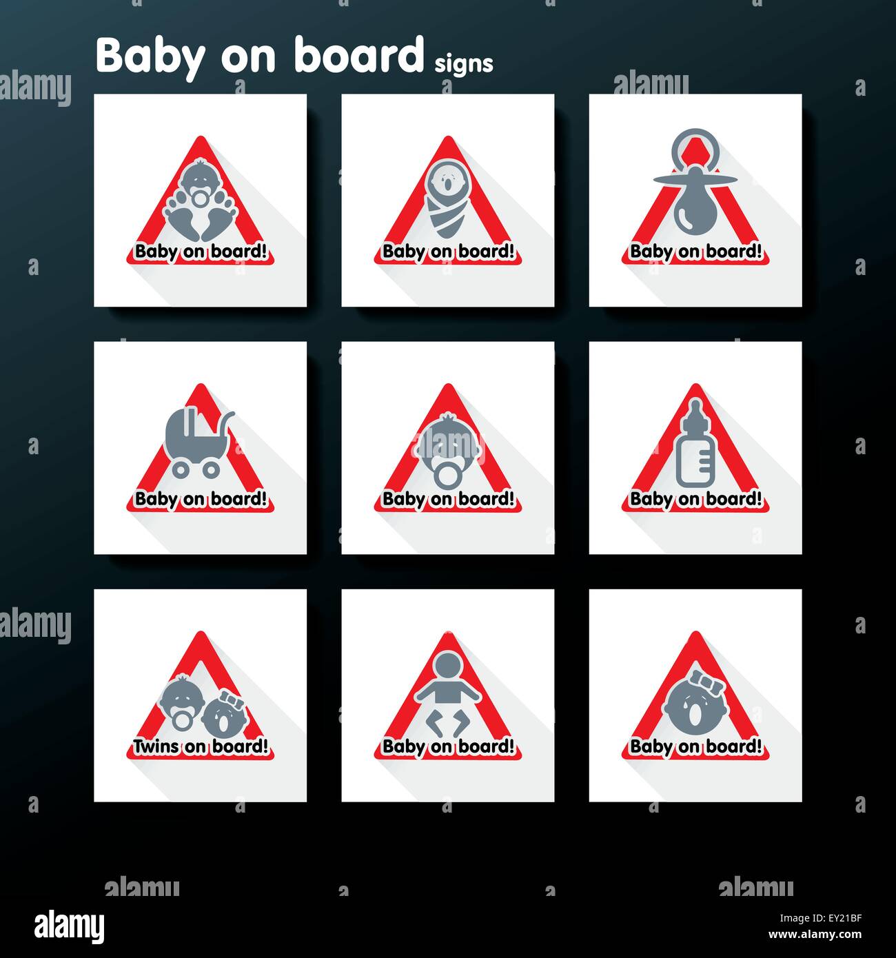 Flat baby on board sign set - vector illustration Stock Vector Image ...