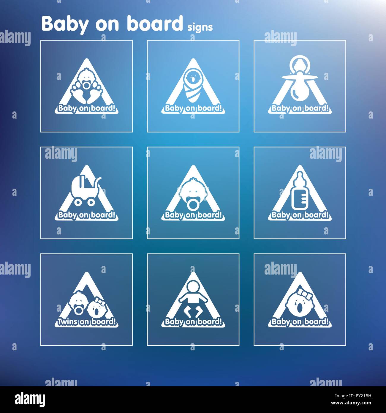 Flat baby on board sign set - vector illustration Stock Vector Image ...
