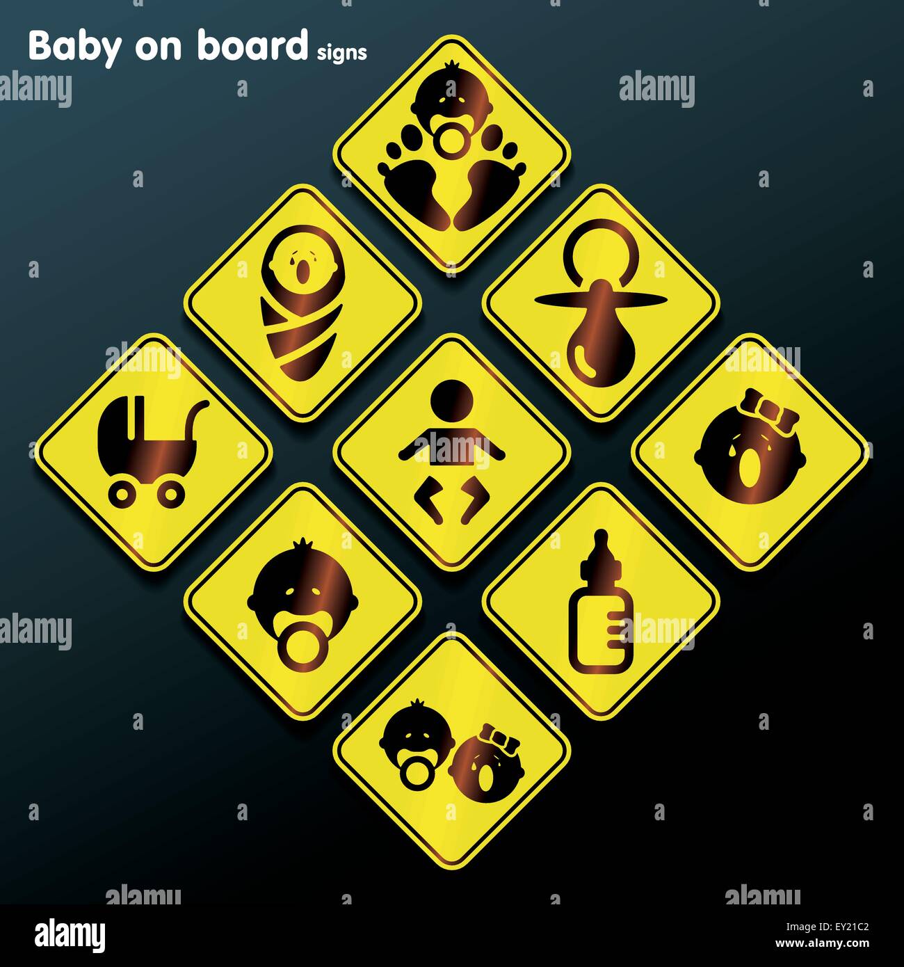 Flat baby on board sign set - vector illustration Stock Vector Image ...