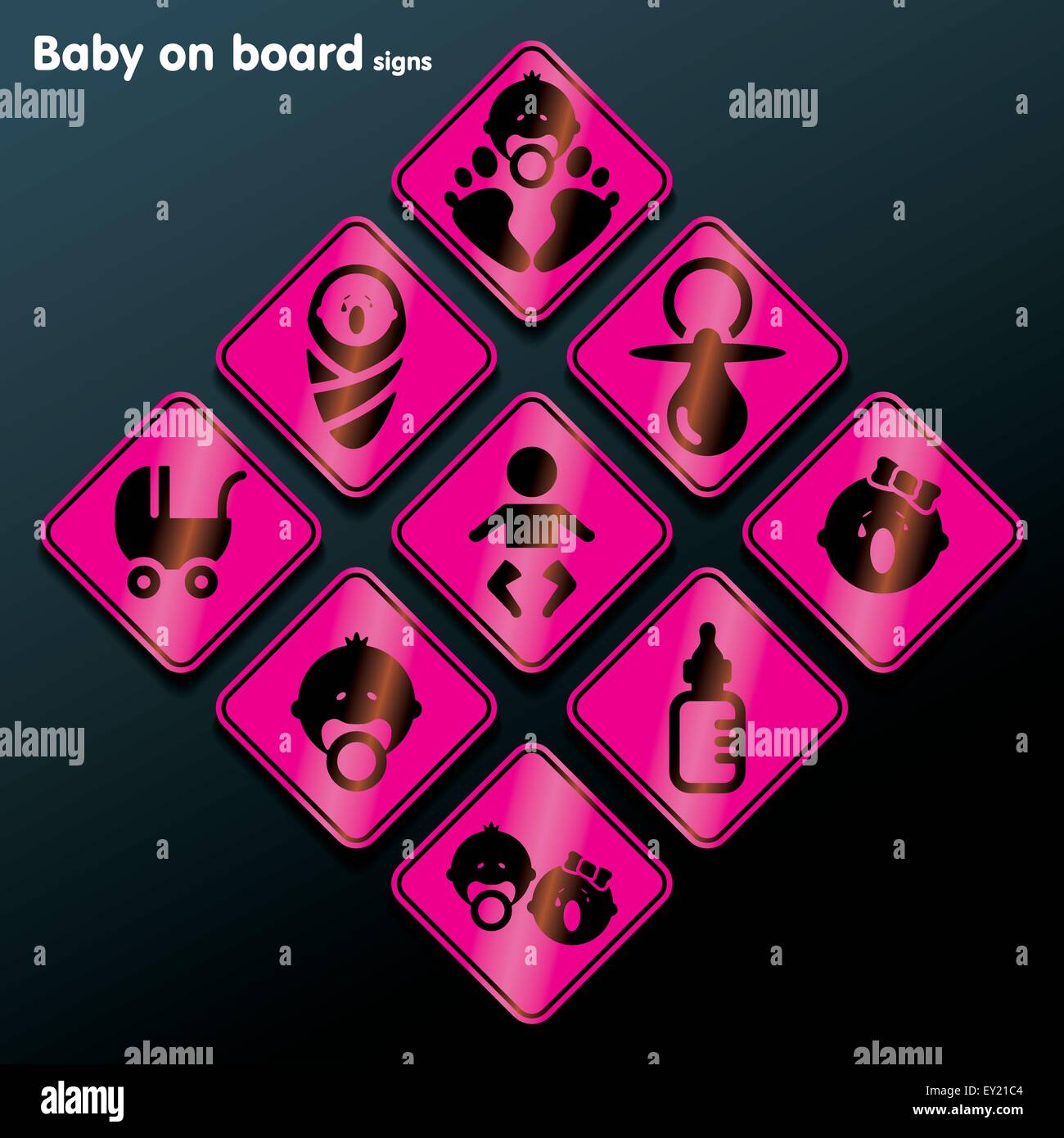 Flat baby on board sign set - vector illustration Stock Vector Image ...