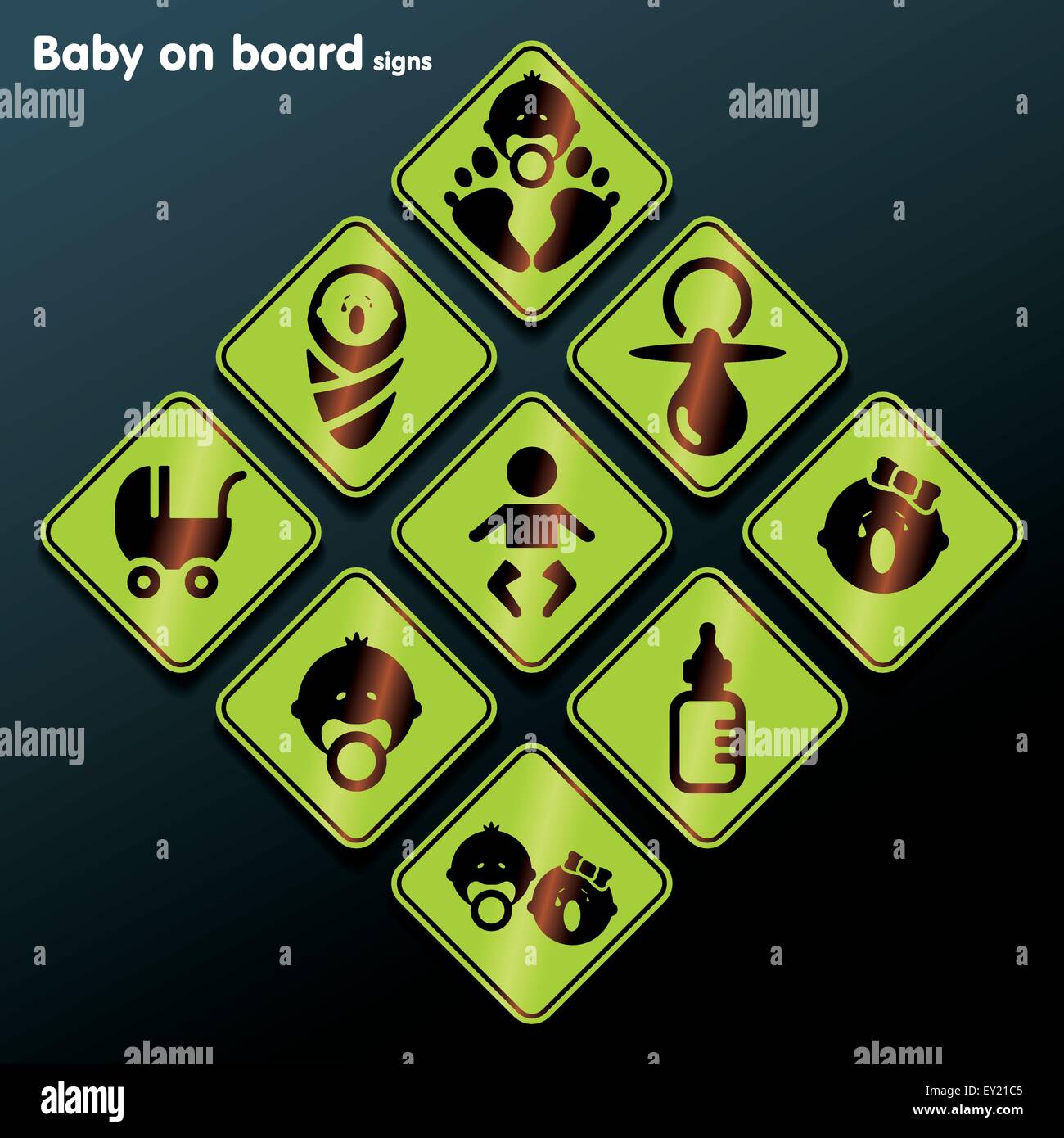 Flat baby on board sign set - vector illustration Stock Vector Image ...