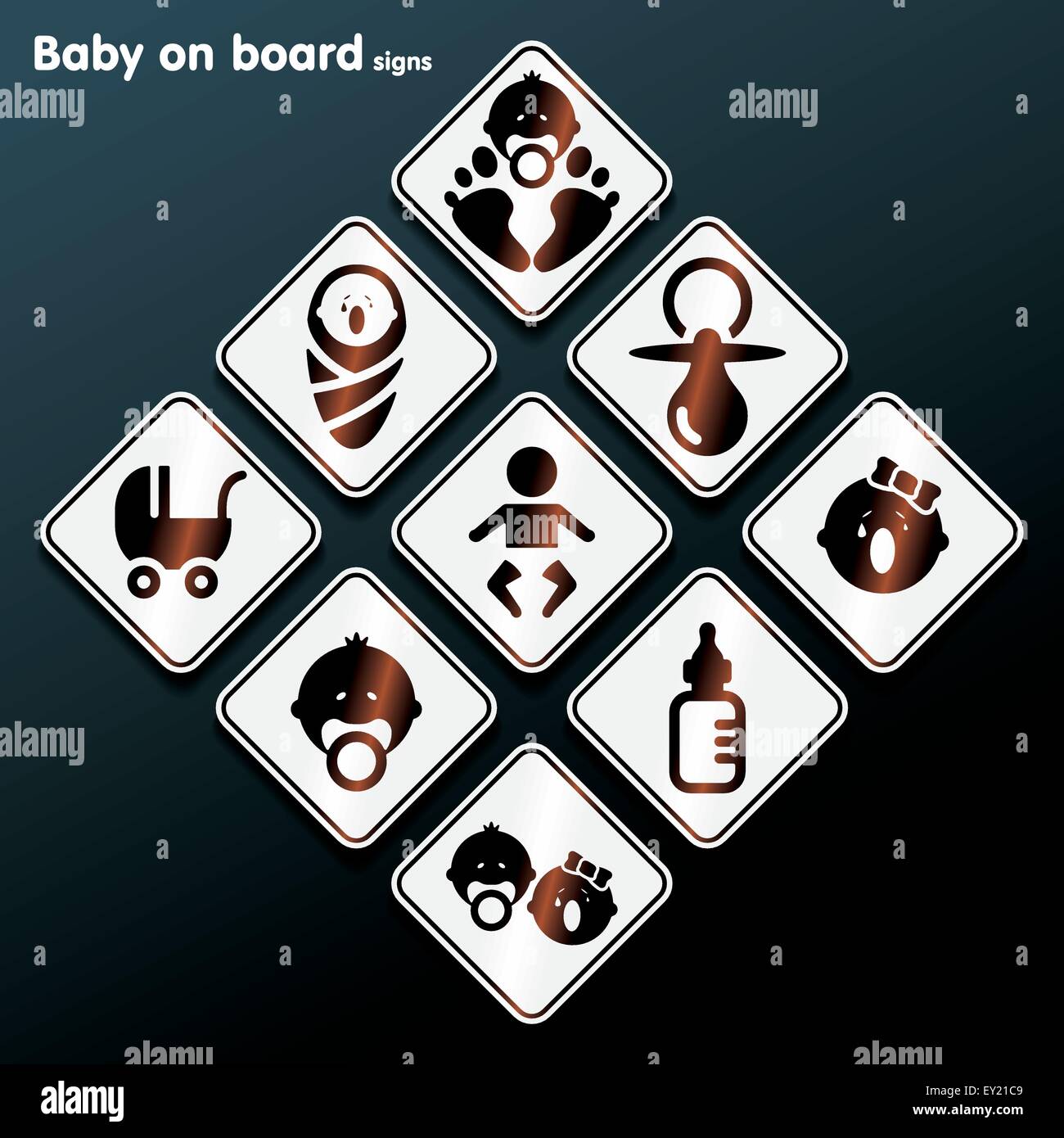 Flat baby on board sign set - vector illustration Stock Vector Image ...