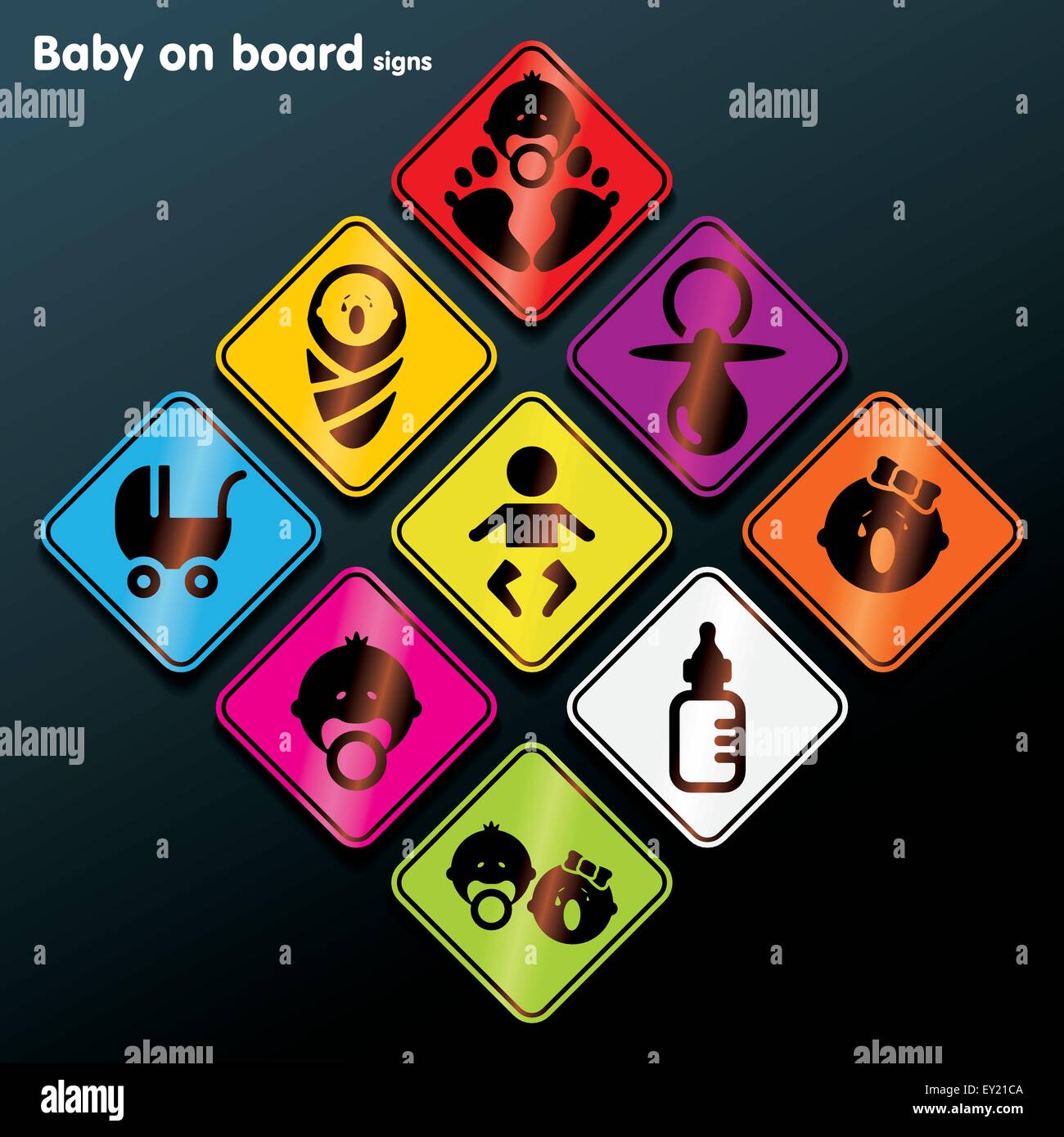 Flat baby on board sign set - vector illustration Stock Vector Image ...