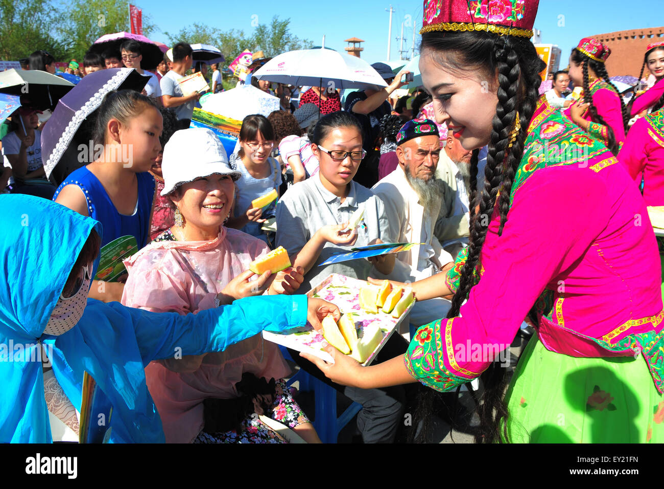 Hami, China's Xinjiang Uygur Autonomous Region. 20th July, 2015. People ...