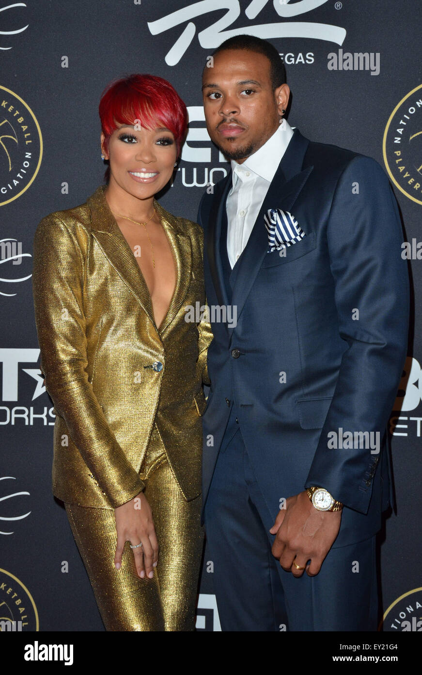 Las Vegas, Nevada, USA. 19th July, 2015. Singer Monica and husband ...