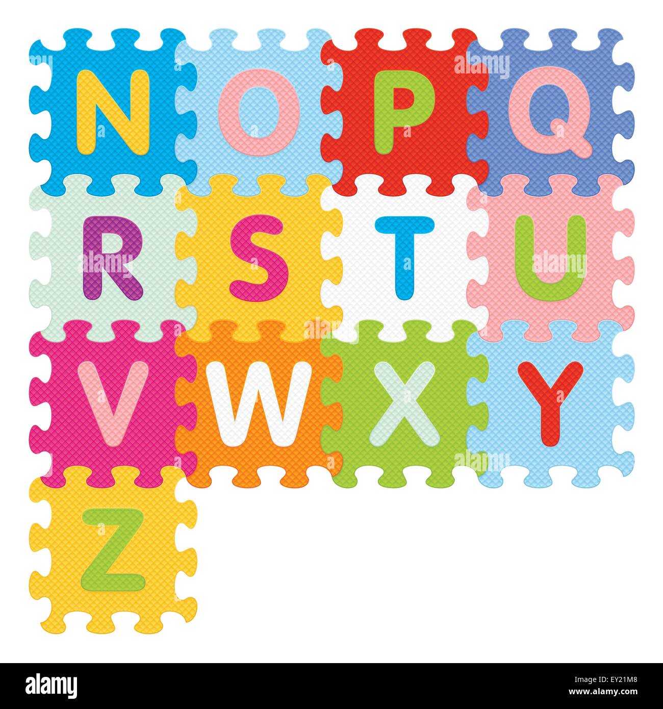 Alphabet from N to Z written with puzzle - vector illustration Stock ...
