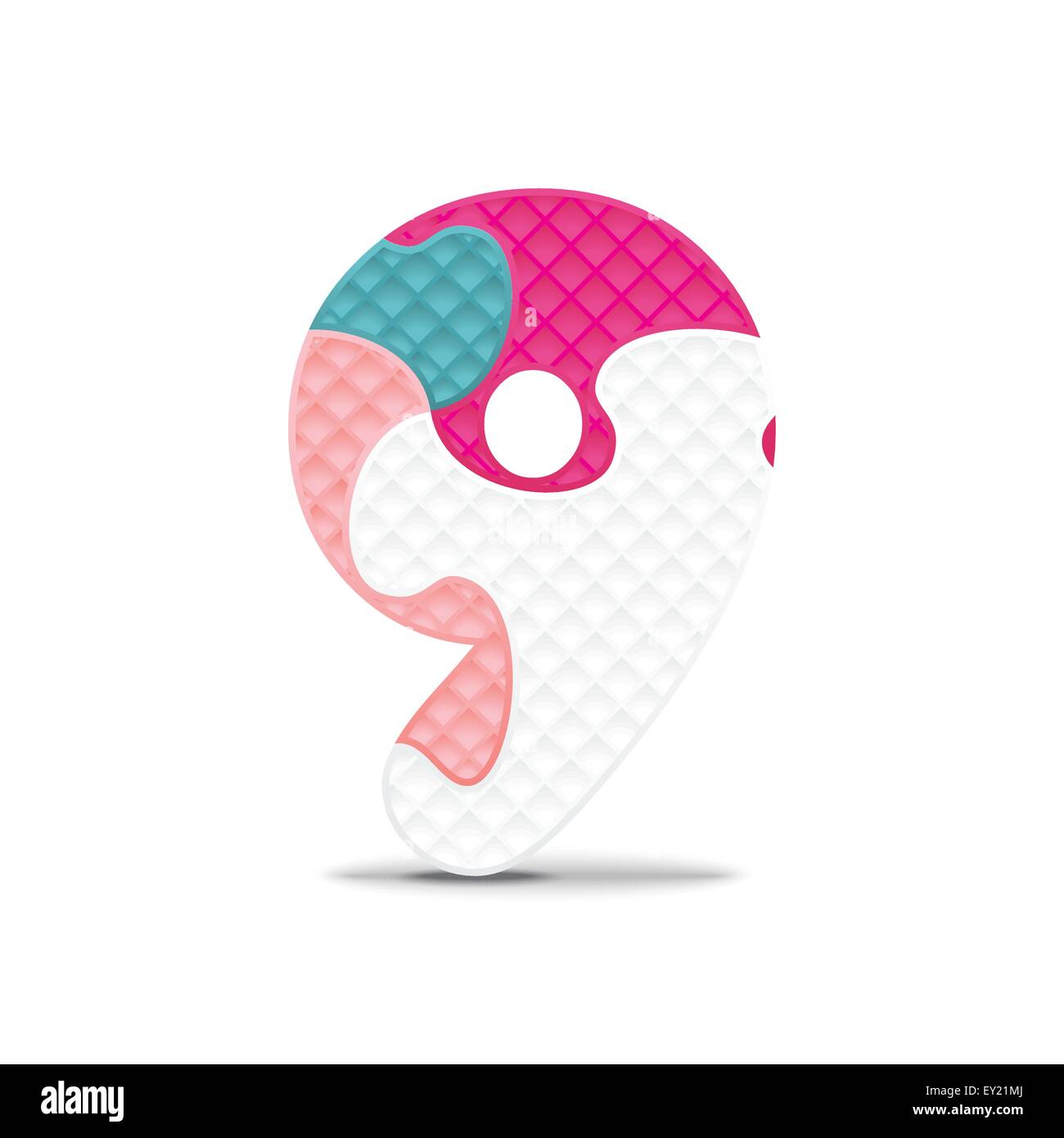 Number 9 written with alphabet puzzle - vector illustration Stock ...