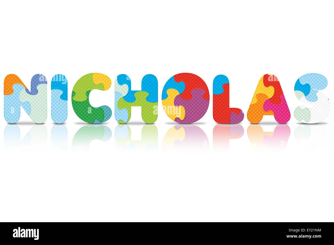 NICHOLAS written with alphabet puzzle - vector illustration Stock ...
