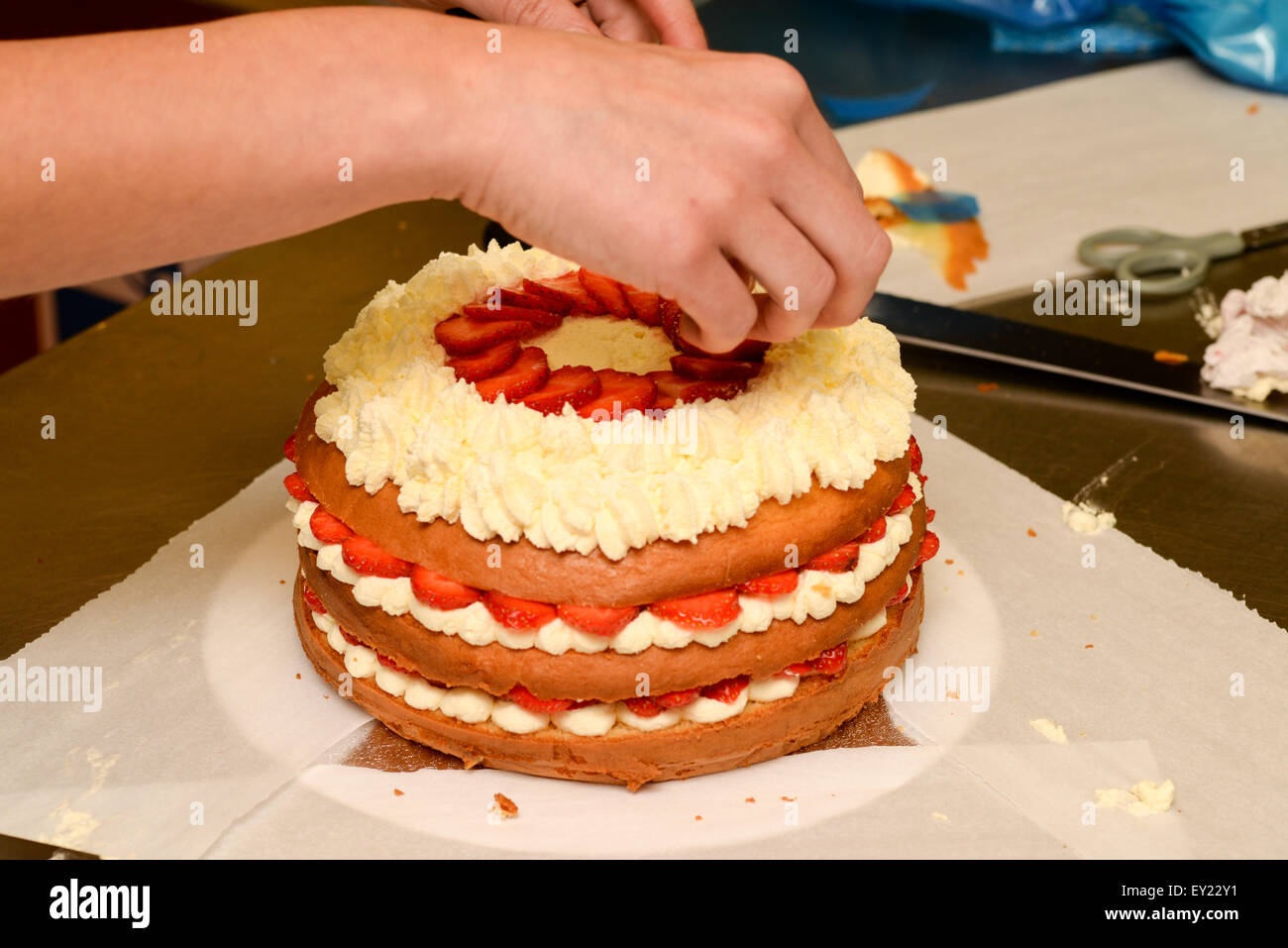 Victoria sponge, , food, eating, whipped, home-baked, strawberry Stock ...