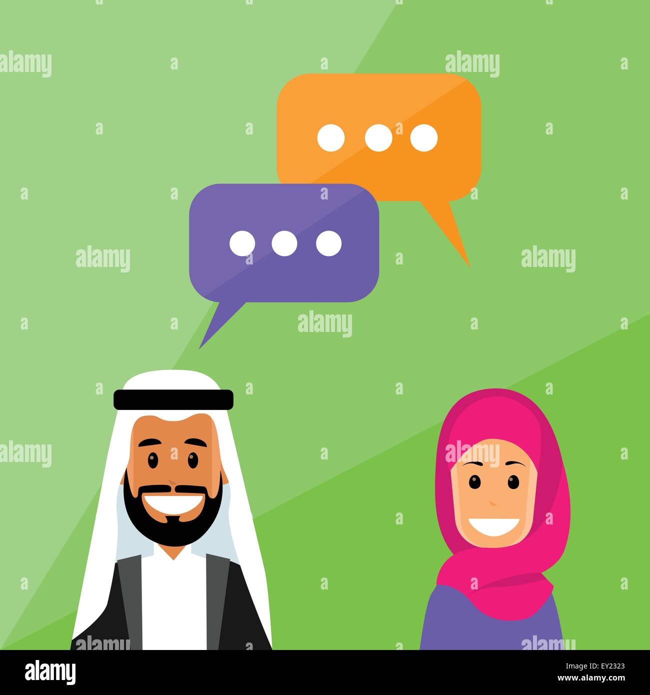 Muslim Couple People Talking Chat Communication Social Network Stock ...