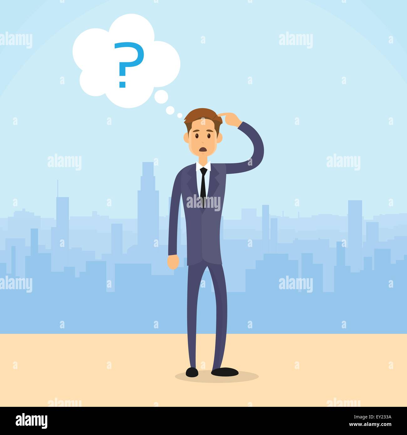 Business Man Question Mark Concept City Skyscraper Stock Vector Image ...