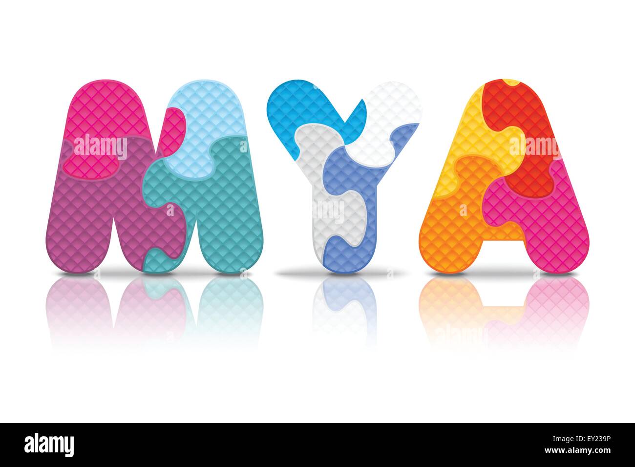 MYA written with alphabet puzzle - vector illustration Stock Vector ...