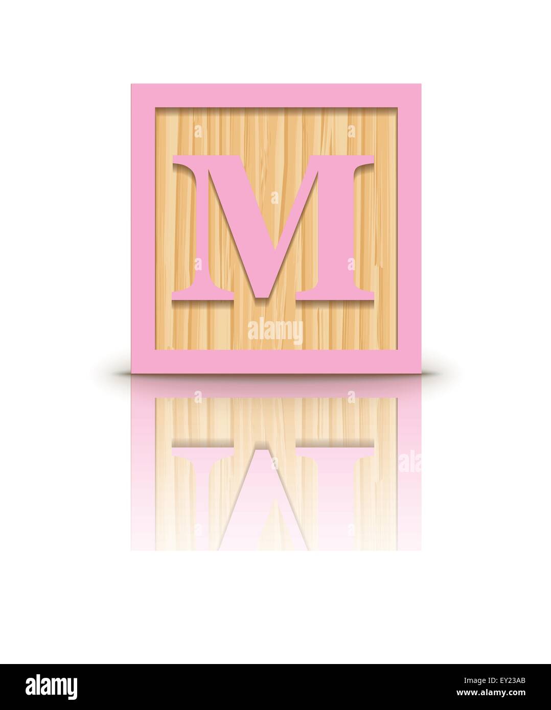 Letter M wooden alphabet block - vector illustration Stock Vector Image ...