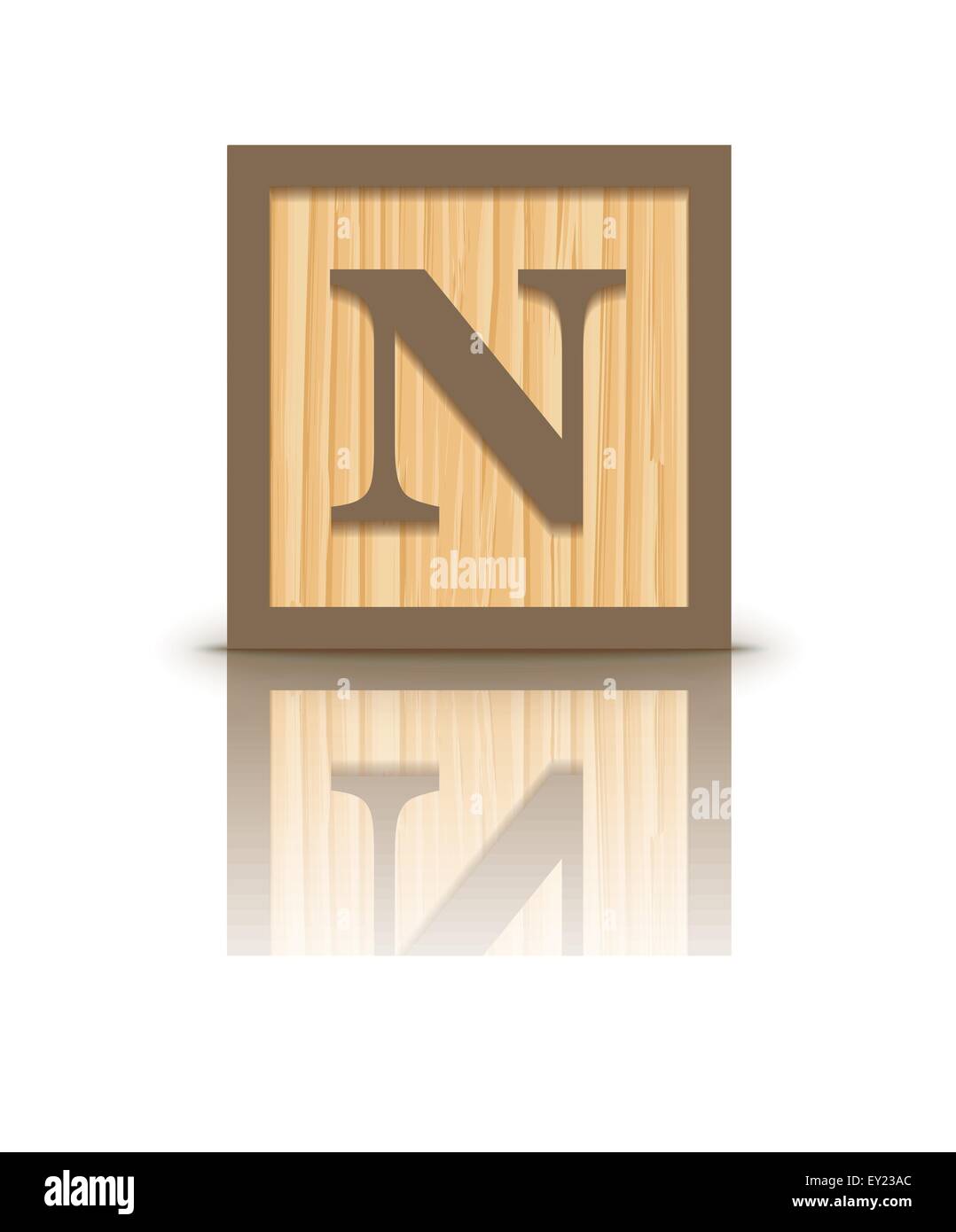 Letter N wooden alphabet block - vector illustration Stock Vector Image ...