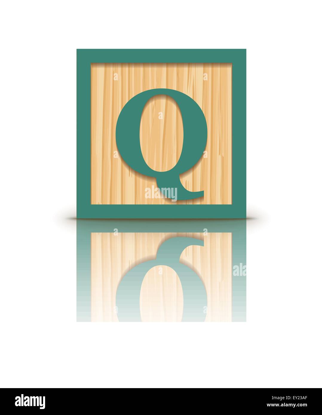 Letter Q wooden alphabet block - vector illustration Stock Vector Image ...