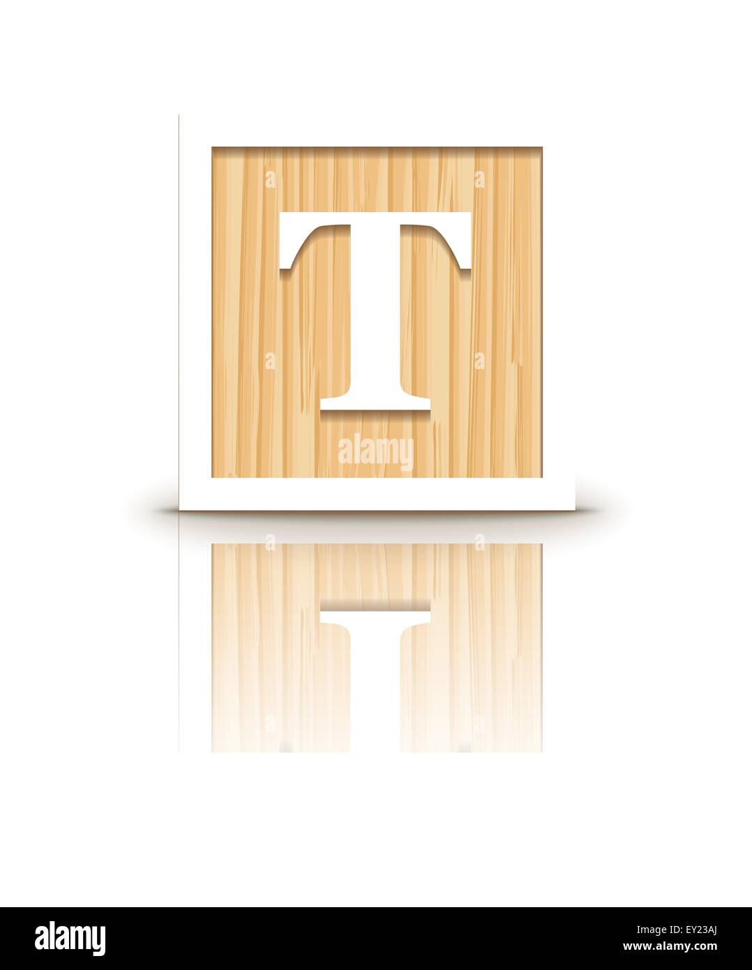 Letter T wooden alphabet block - vector illustration Stock Vector Image ...