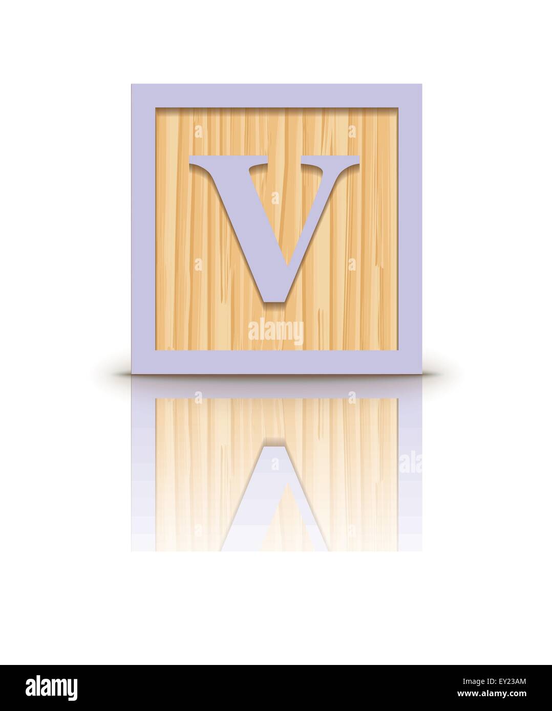 Letter V wooden alphabet block - vector illustration Stock Vector Image ...