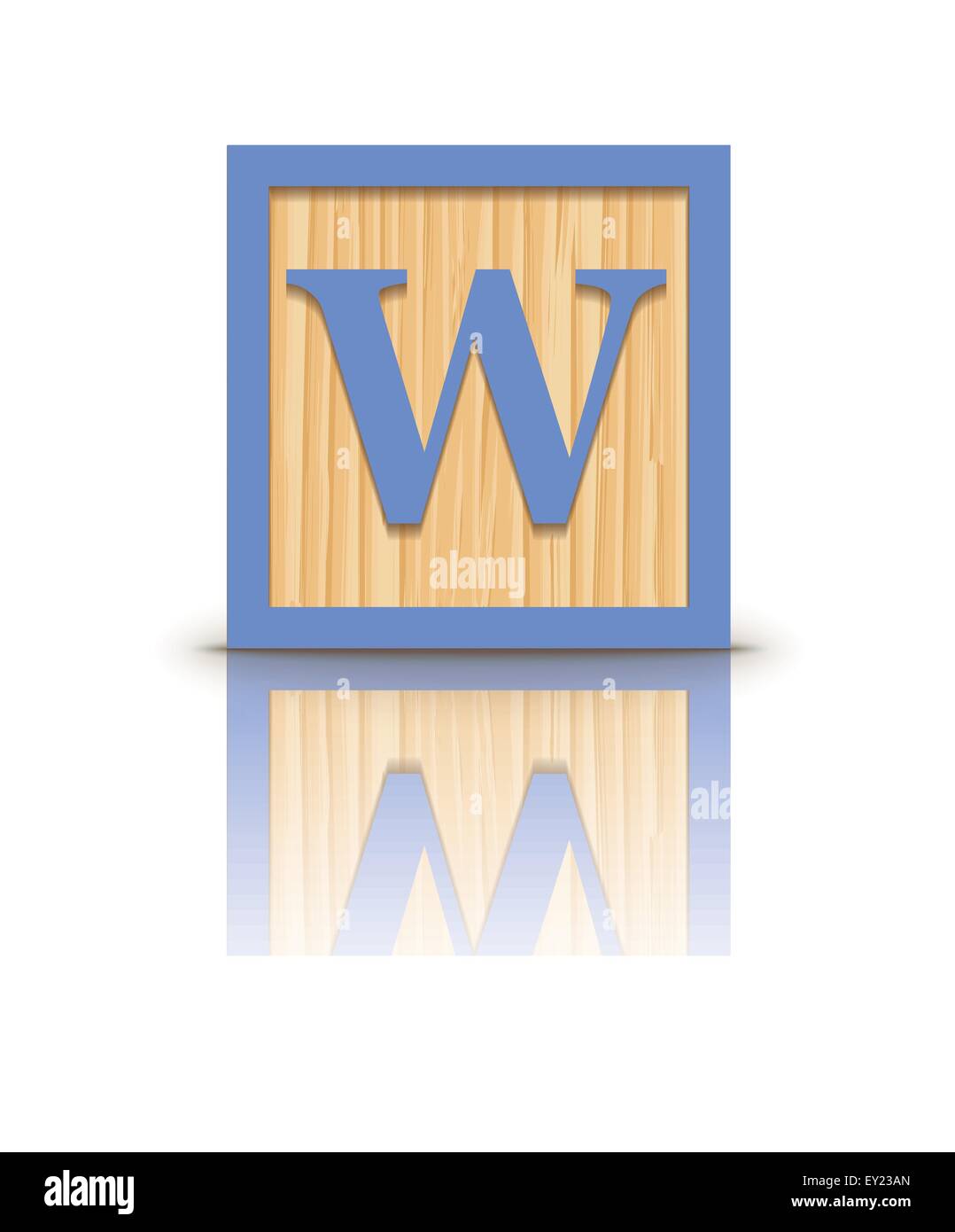 Letter W wooden alphabet block - vector illustration Stock Vector Image ...