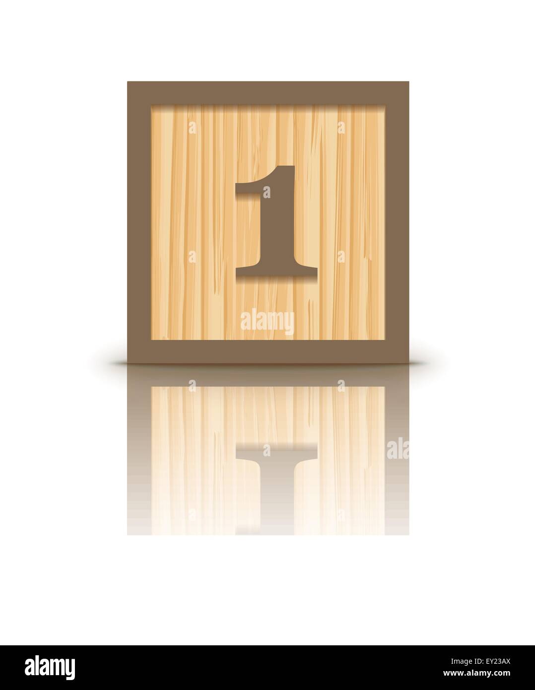 Number 1 wooden alphabet block - vector illustration Stock Vector Image ...