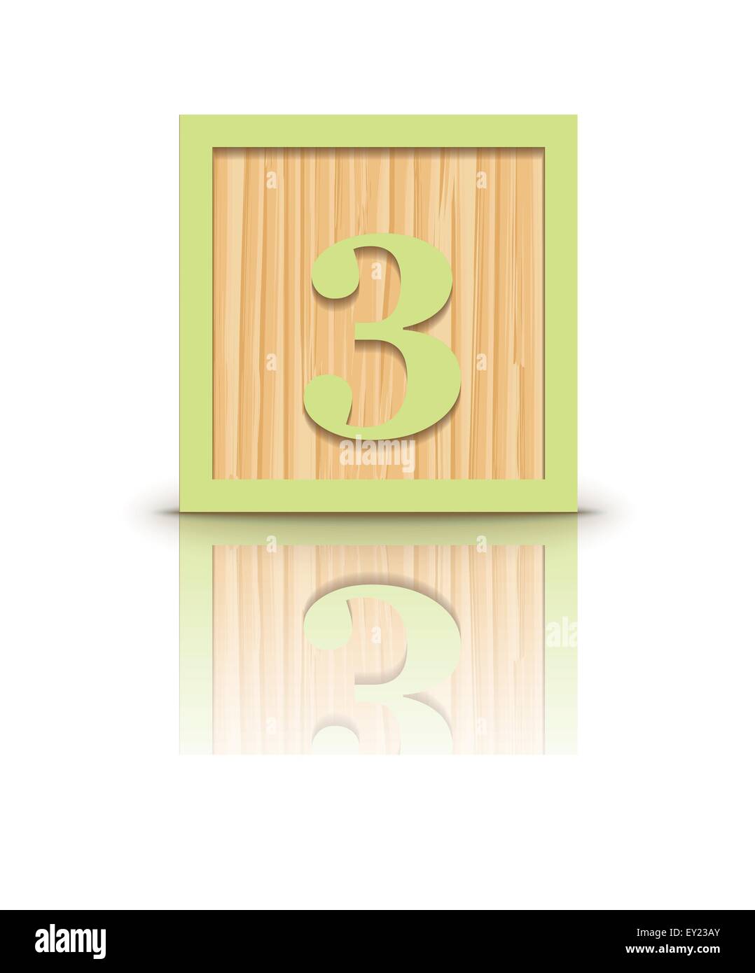 Number 3 wooden alphabet block - vector illustration Stock Vector Image ...