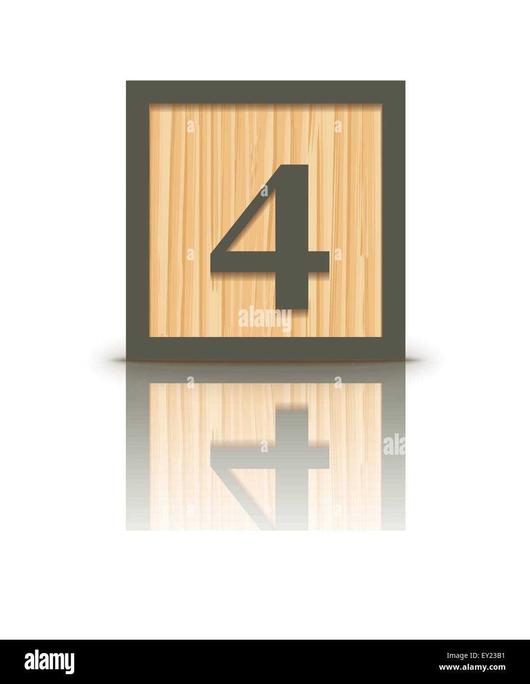 Number 4 wooden alphabet block - vector illustration Stock Vector Image ...