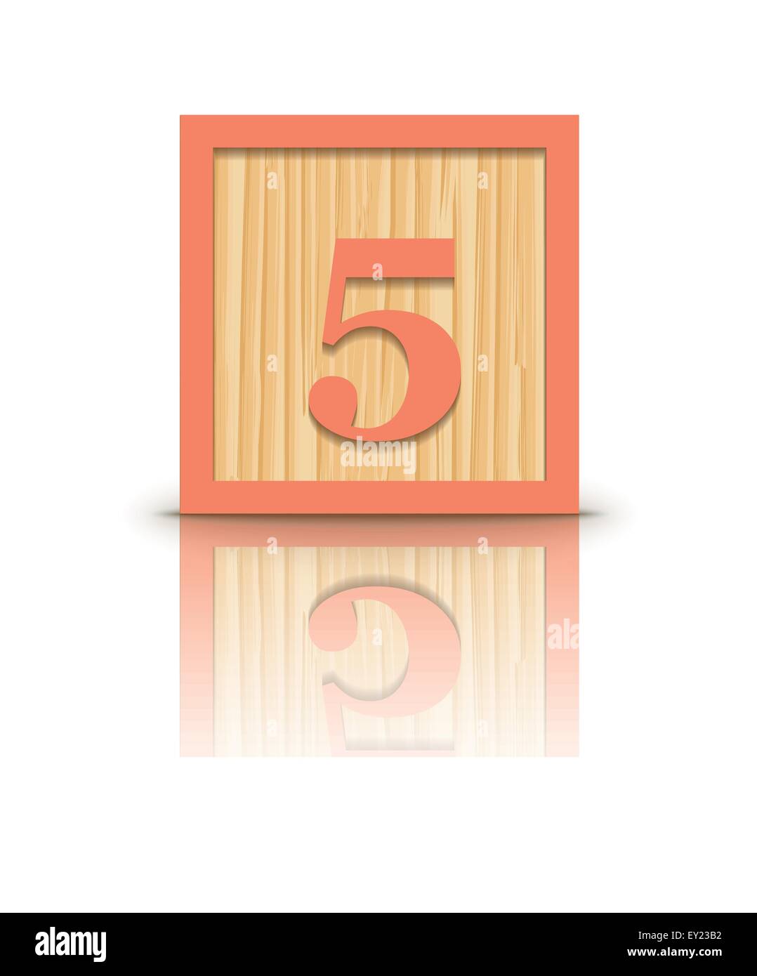 Number 5 wooden alphabet block - vector illustration Stock Vector Image ...