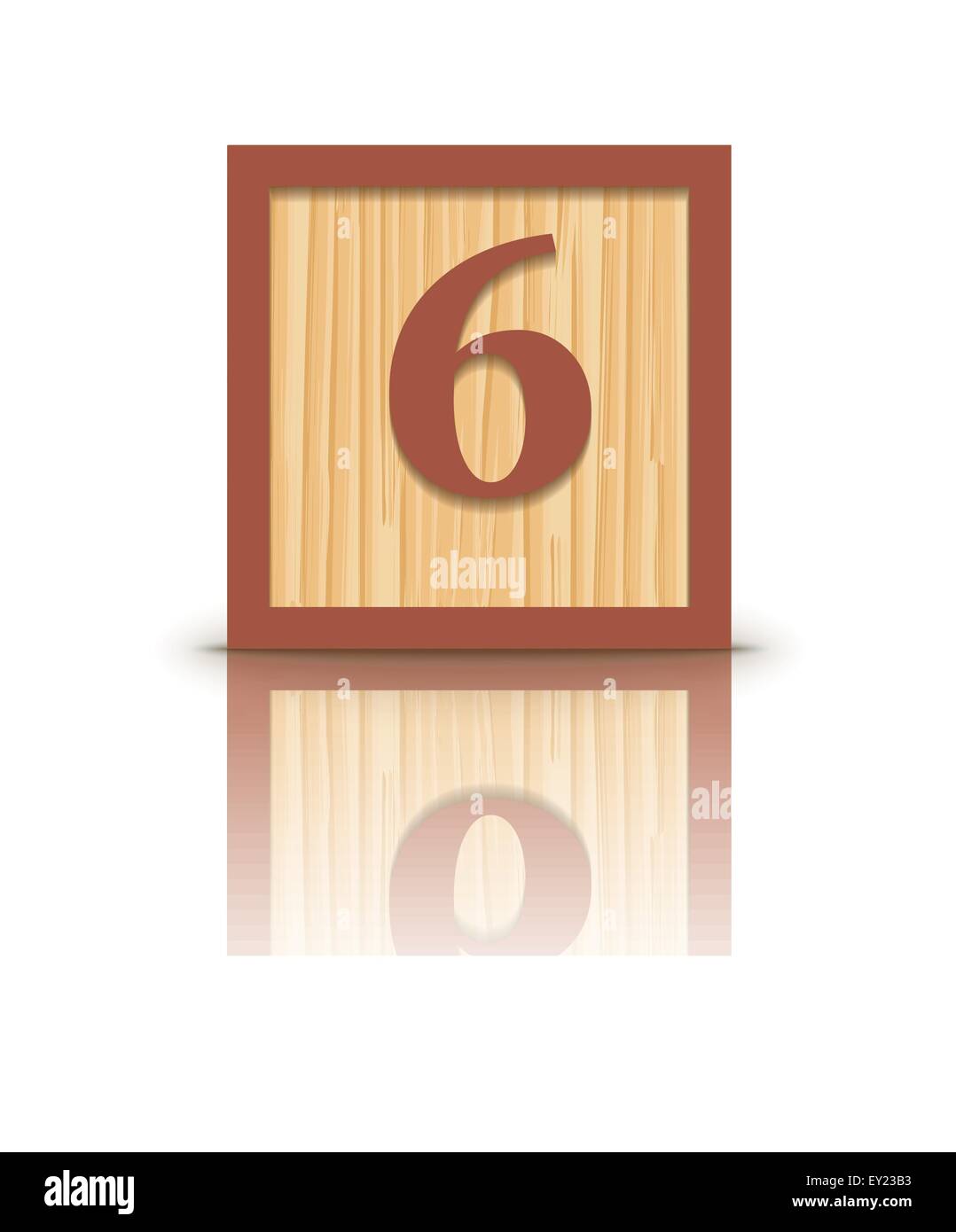 Number 6 wooden alphabet block - vector illustration Stock Vector Image ...