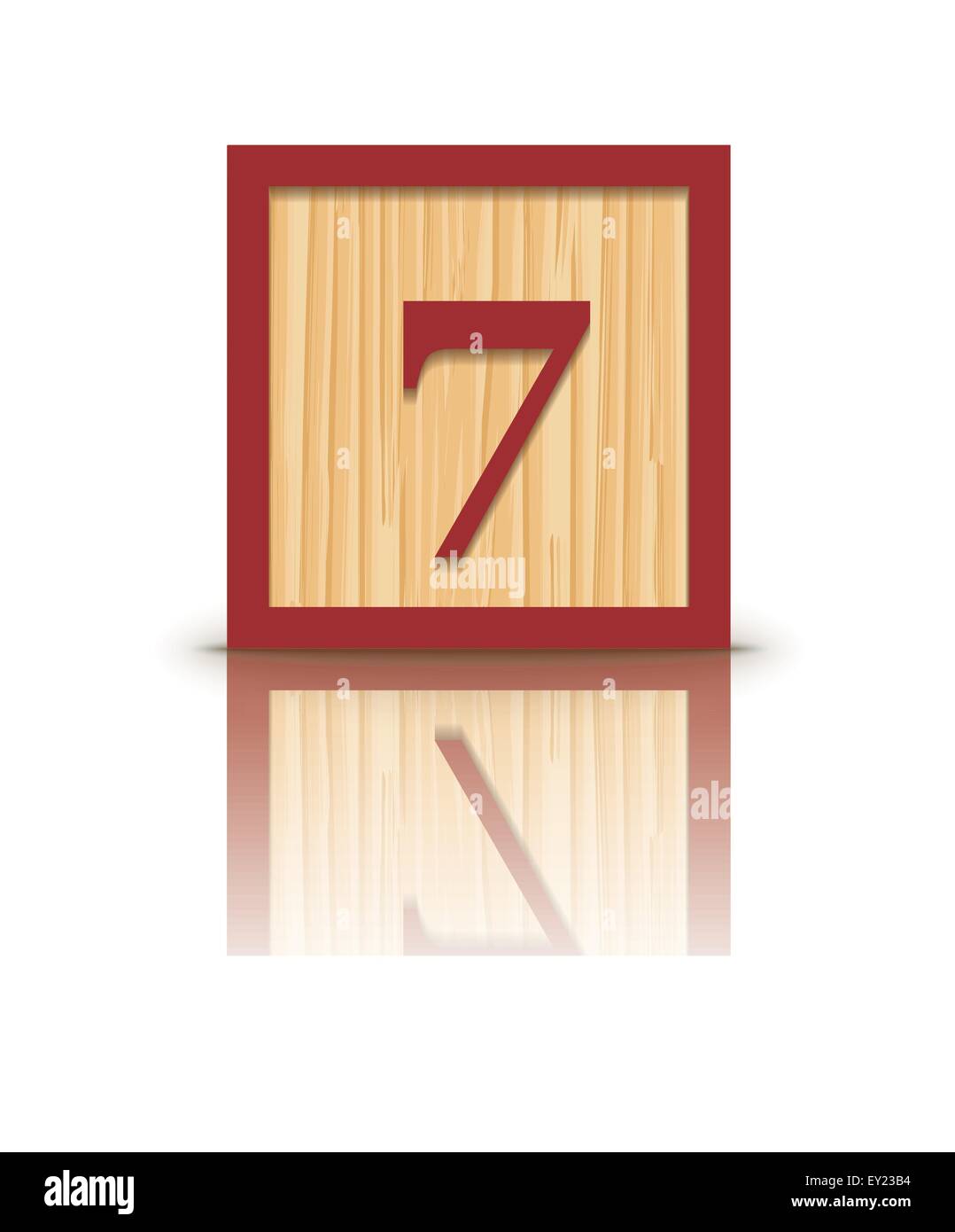 Number 7 wooden alphabet block - vector illustration Stock Vector Image ...