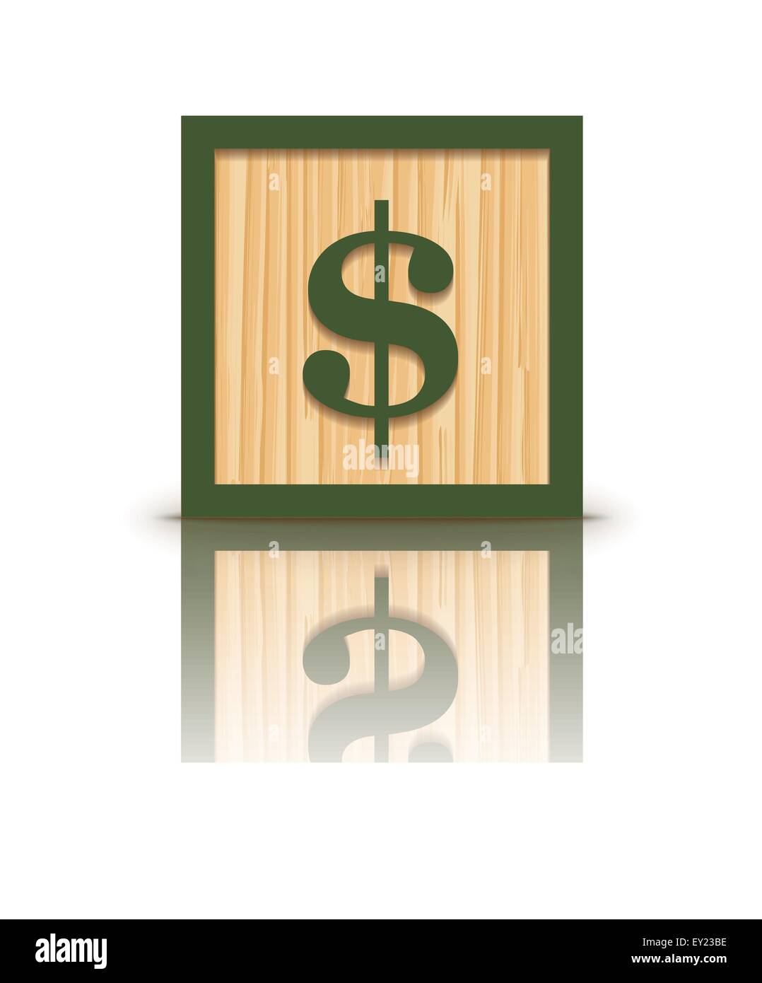 Dollar sign wooden alphabet block - vector illustration Stock Vector ...