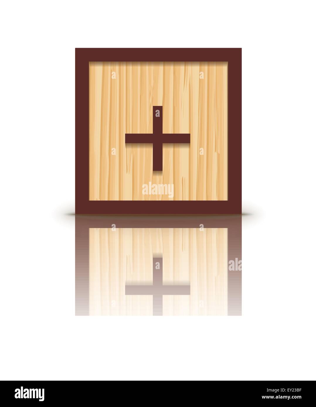 Positive sign wooden alphabet block - vector illustration Stock Vector ...