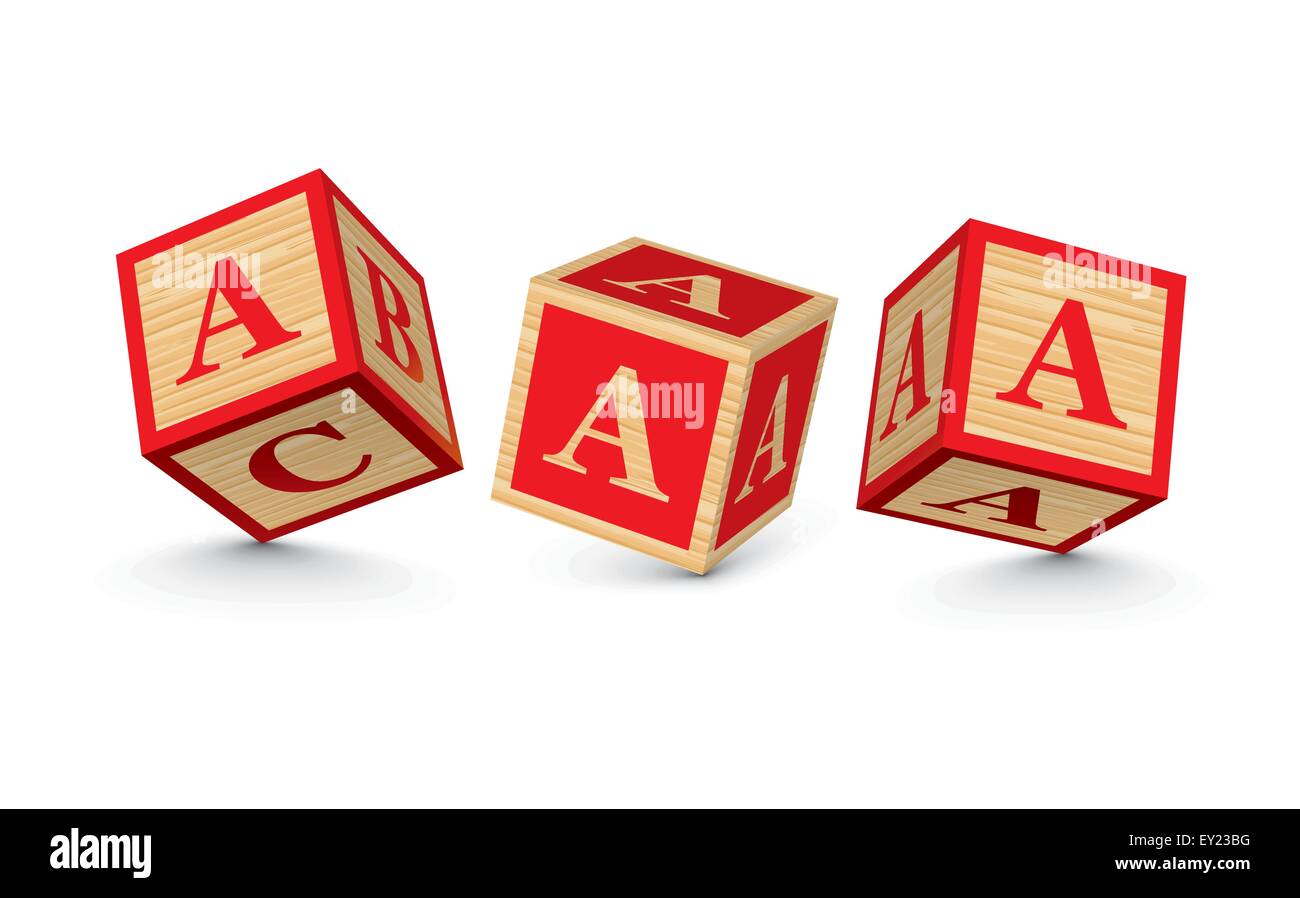 Letter A wooden alphabet blocks - vector illustration Stock Vector ...